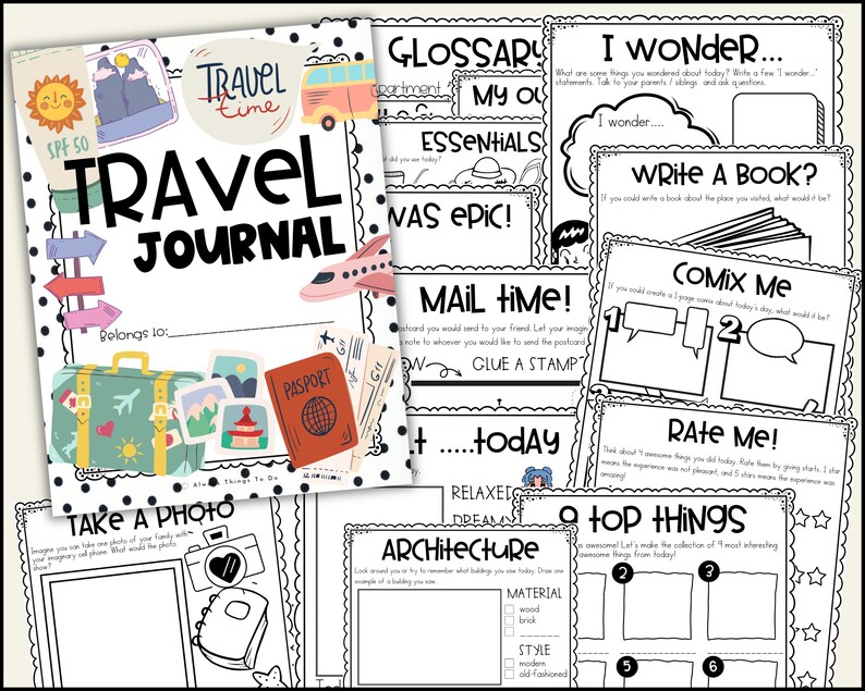 Travel Journal Printable Travel Journal for Kids Travel Book Activities ...