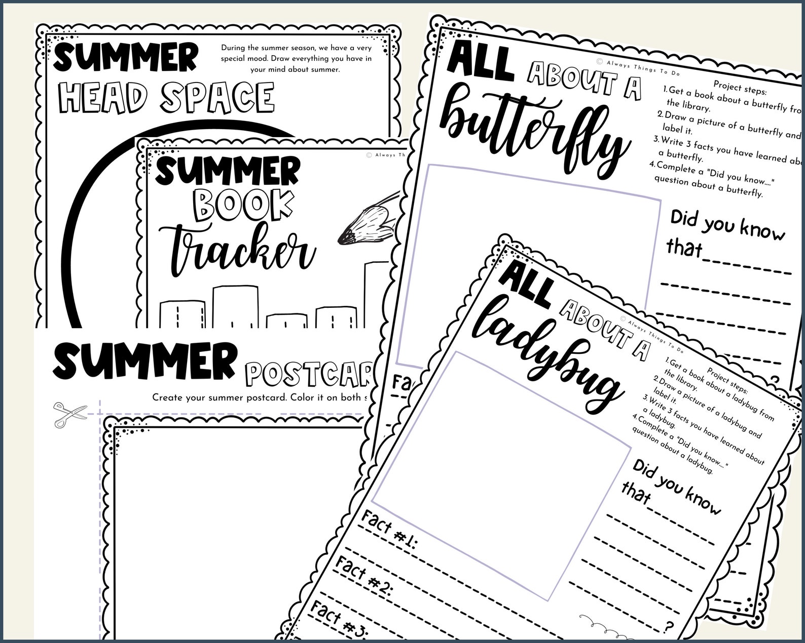 Kids Summer Journal Printable Kids Summer Activity Kids Summer Writing ...