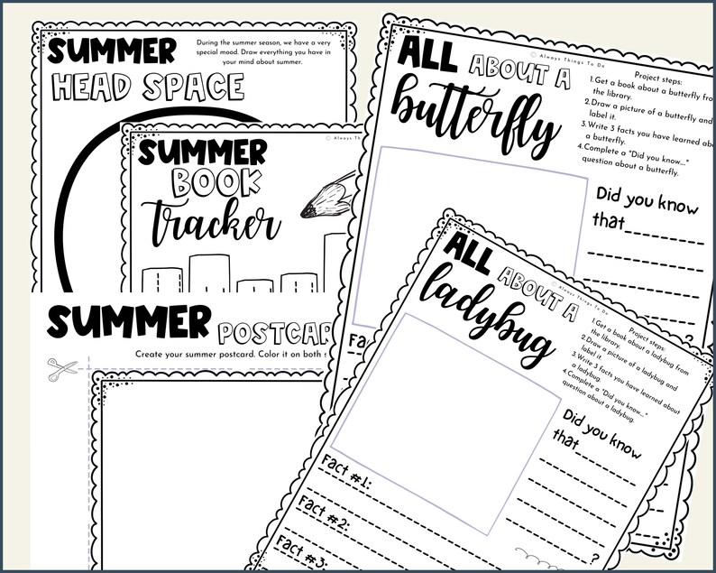 Kids Summer Journal Printable Kids Summer Activity Kids Summer Writing ...