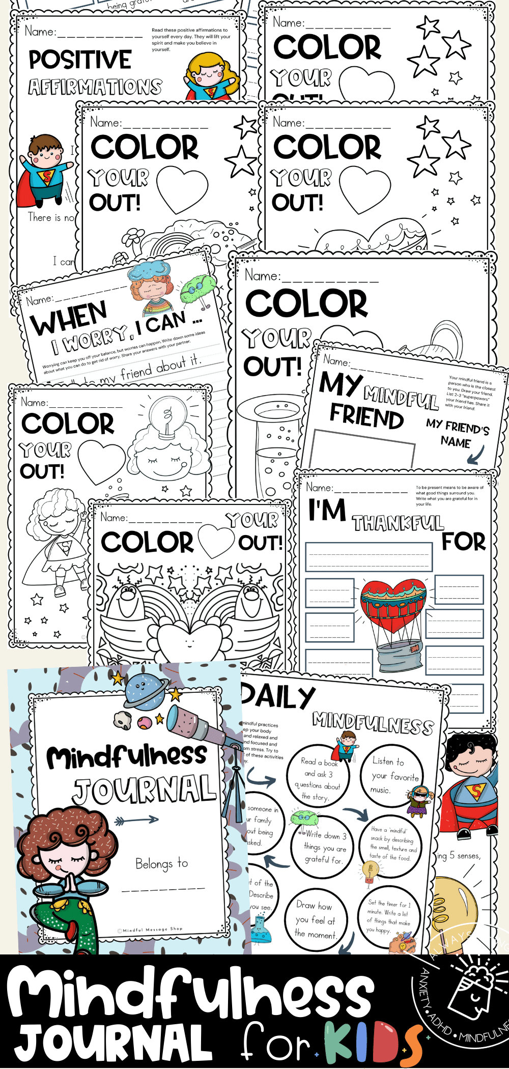 Mindfulness Journal Kids Mindfulness Journal Printable Mindfulness ...