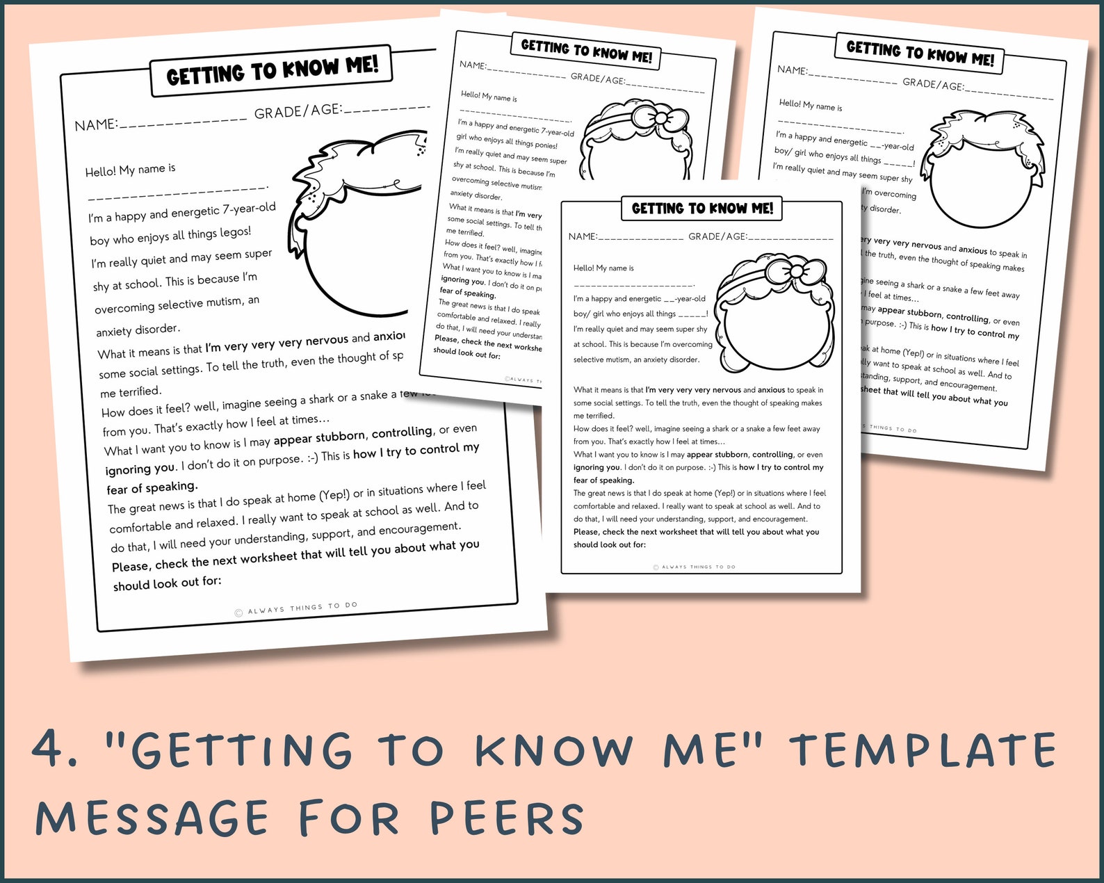 Selective Mutism Classroom Information Worksheet Selective Mutism Child ...