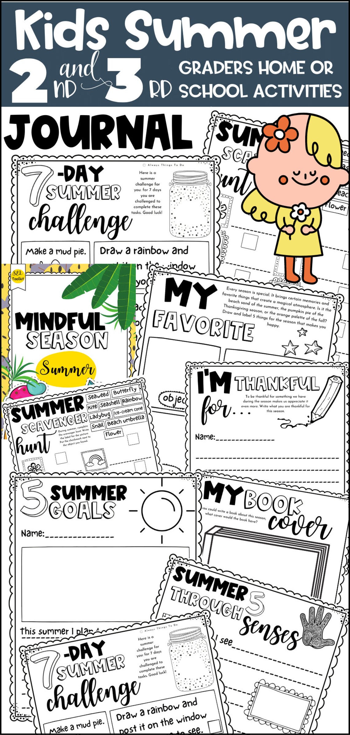 Kids Summer Journal Printable Kids Summer Activity Kids Summer Writing ...