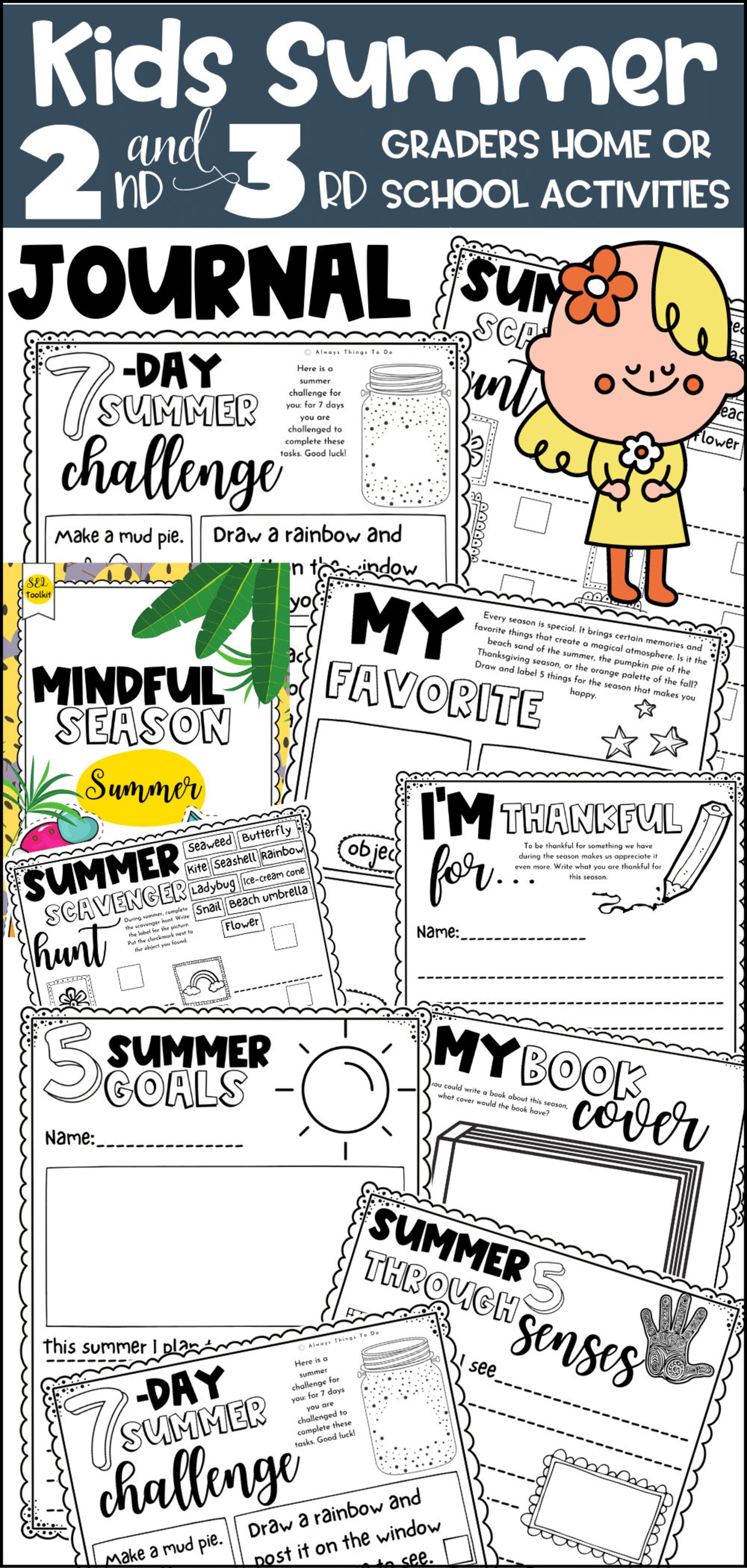 Kids Summer Journal Printable Kids Summer Activity Kids Summer Writing ...
