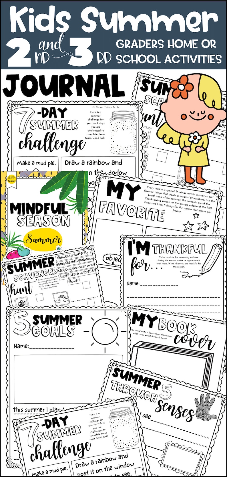 Kids Summer Journal Printable Kids Summer Activity Kids Summer Writing ...