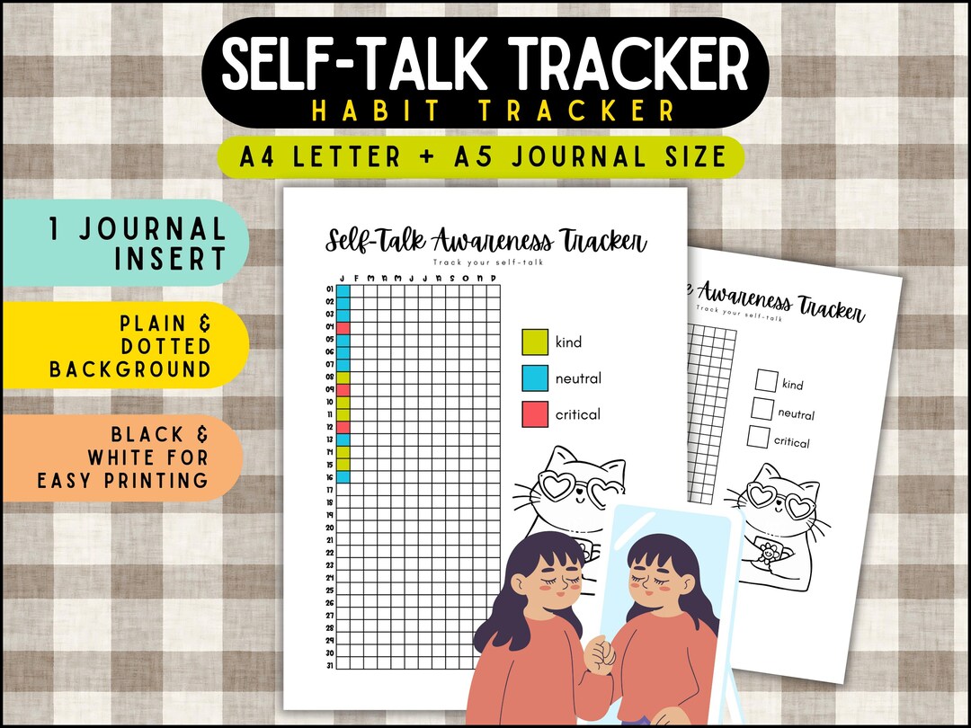 Habit Tracker for Self Talk Awareness | Mental Health Tool | Critical ...