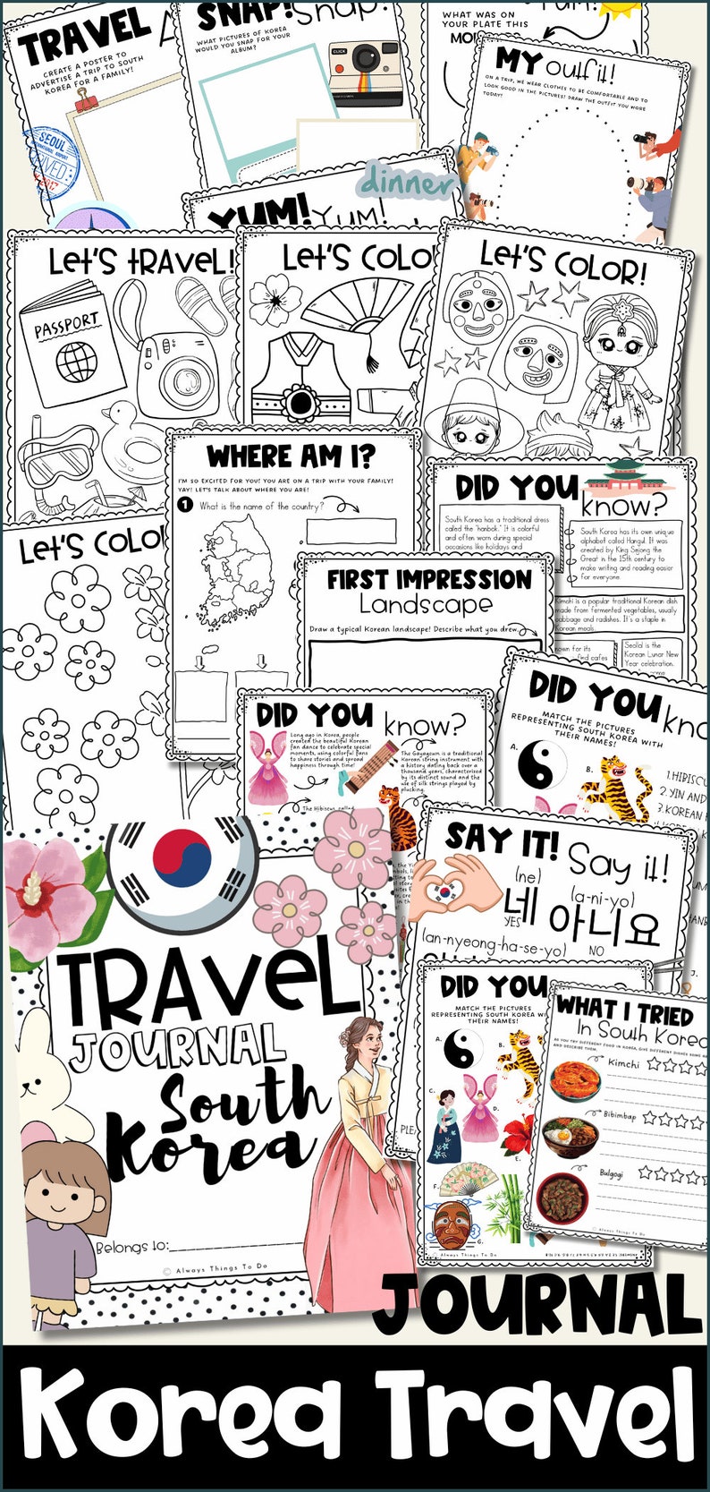 Kids Travel Journal South Korea Travel Journal Kids Printable Travel ...