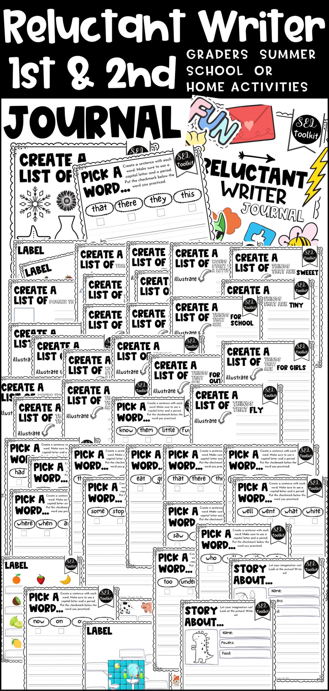 Kids Writing Worksheets for 1st and 2nd Graders Kids Summer Writing ...