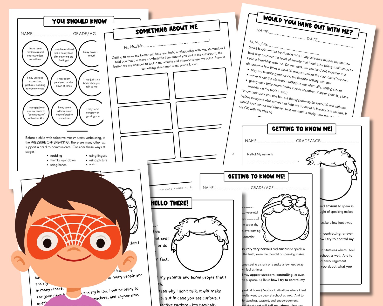Selective Mutism Classroom Information Worksheet Selective Mutism Child ...