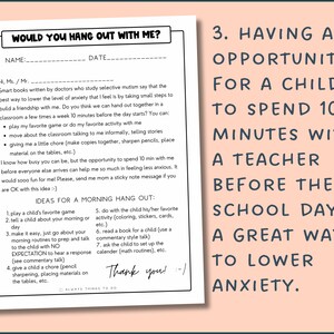 Selective Mutism Classroom Information Worksheet Selective Mutism Child ...