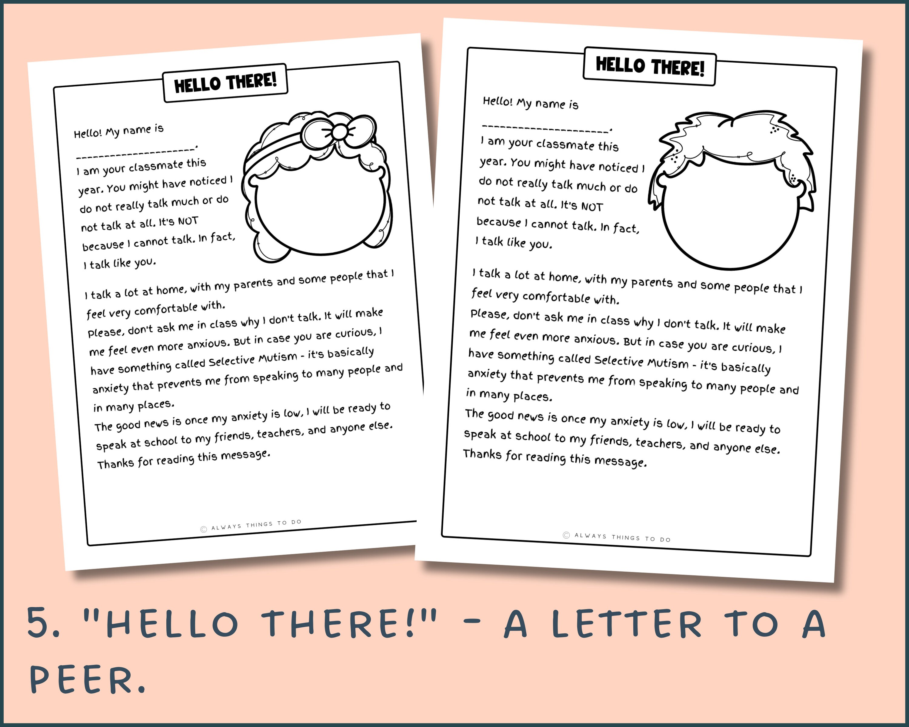 Selective Mutism Classroom Information Worksheet Selective Mutism Child ...