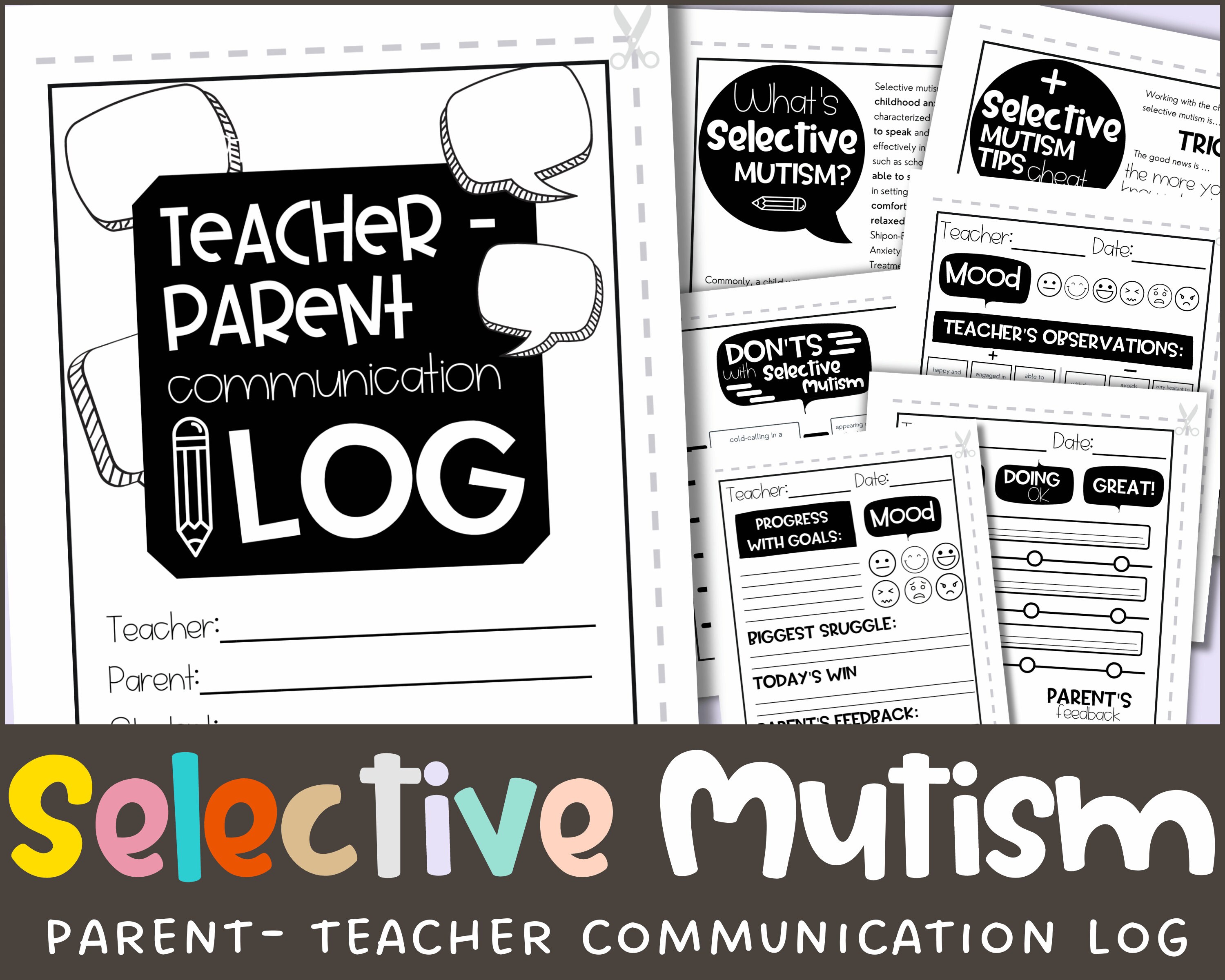 Selective Mutism Parent Teacher Communication Log Selective Mutism ...
