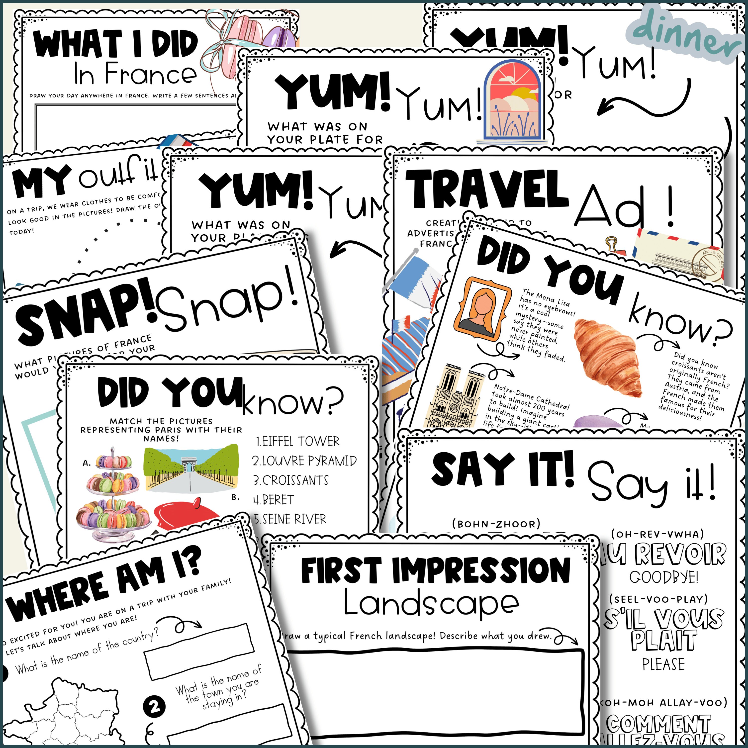 Kids Travel Journal Kids France Travel Printable France Travel Journal ...