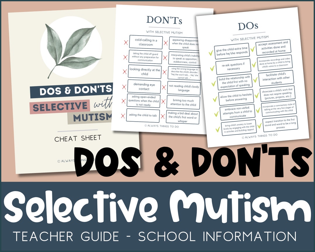 Selective Mutism Dos and Don'ts Selective Mutism Information Guide ...