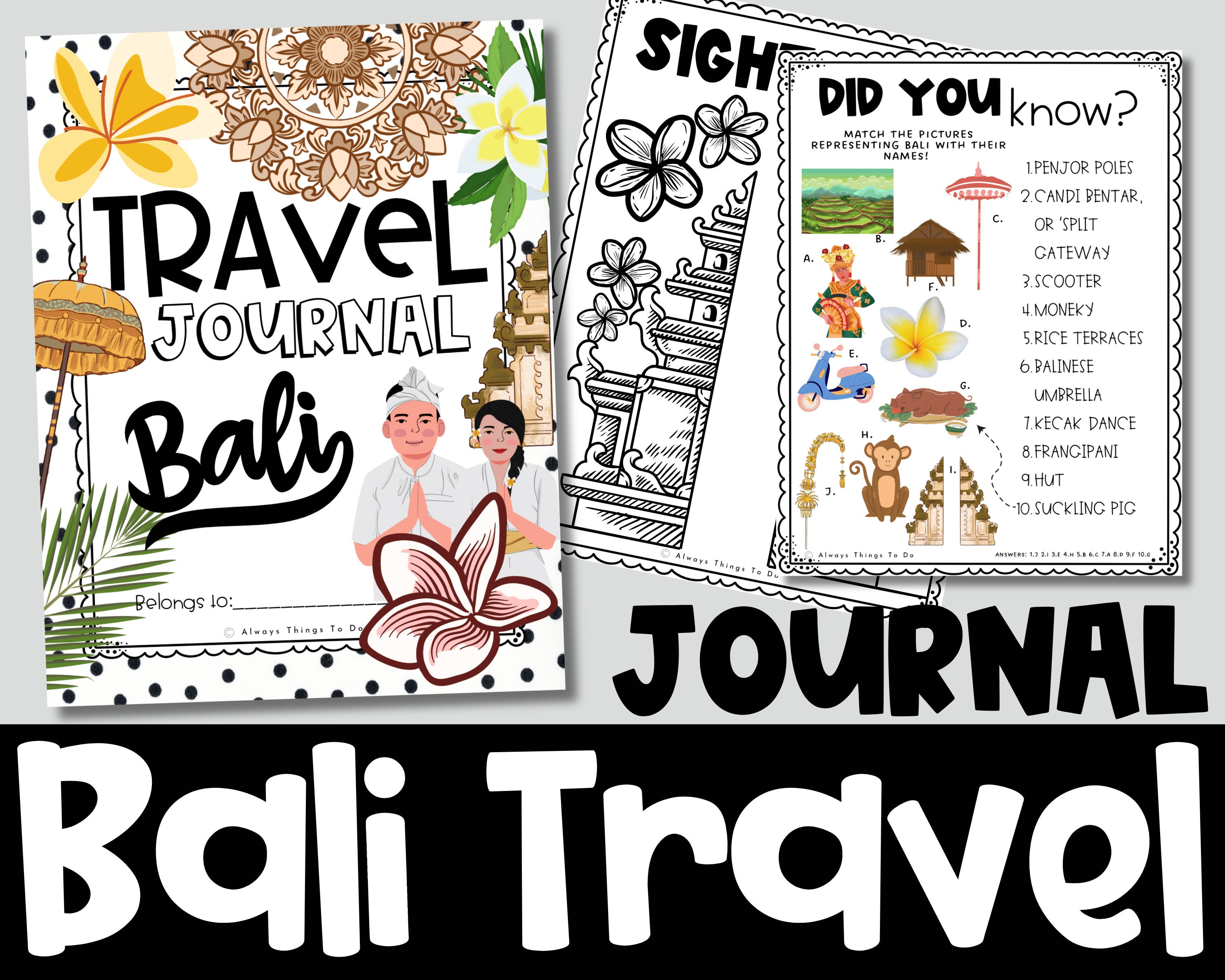 Travel Journal Kids Bali Kids Bali Travel Journal for Bali Kids Travel ...