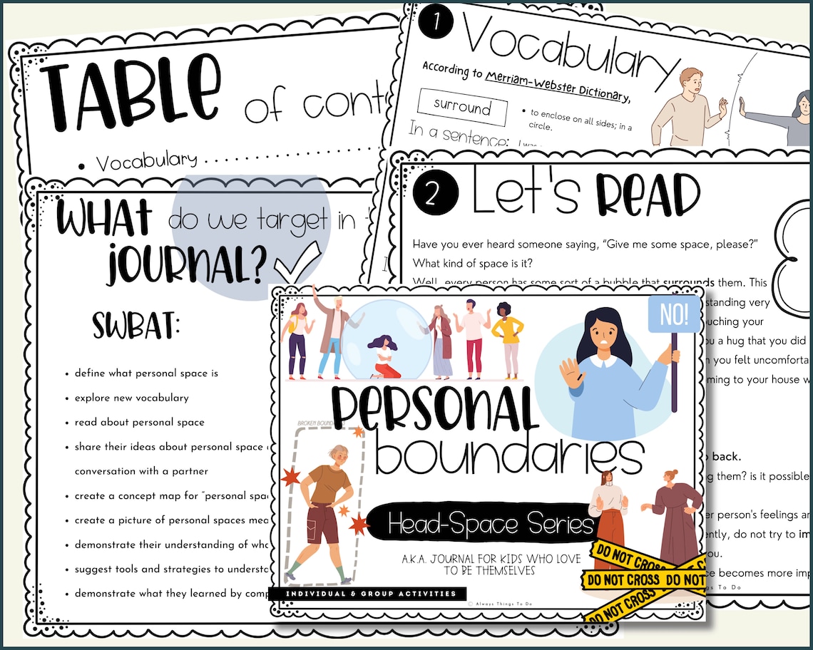 Boundaries Worksheets for Kids Boundaries Journal Boundaries Workbook ...