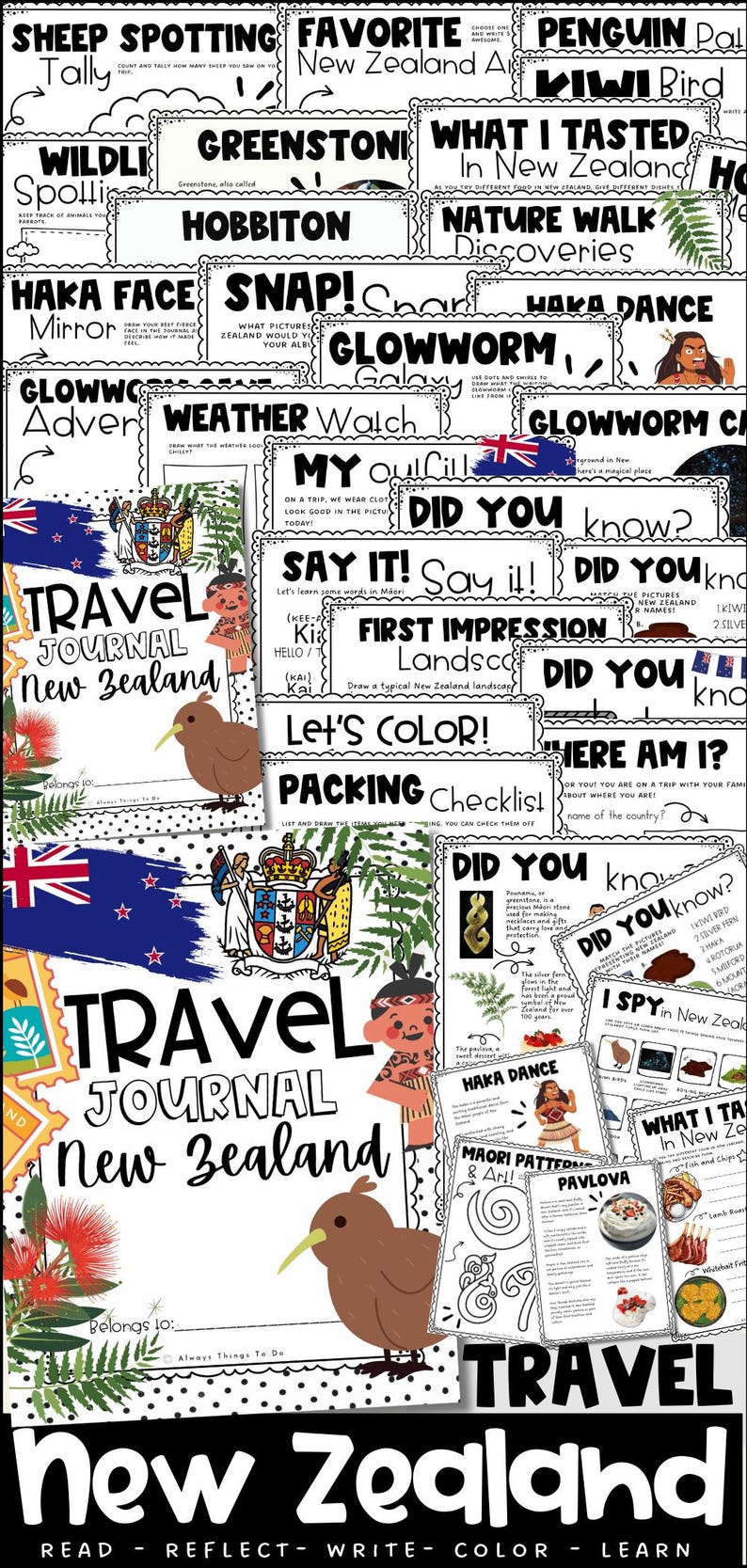 Kids Travel Journal New Zealand Travel Journal Kids New Zealand ...