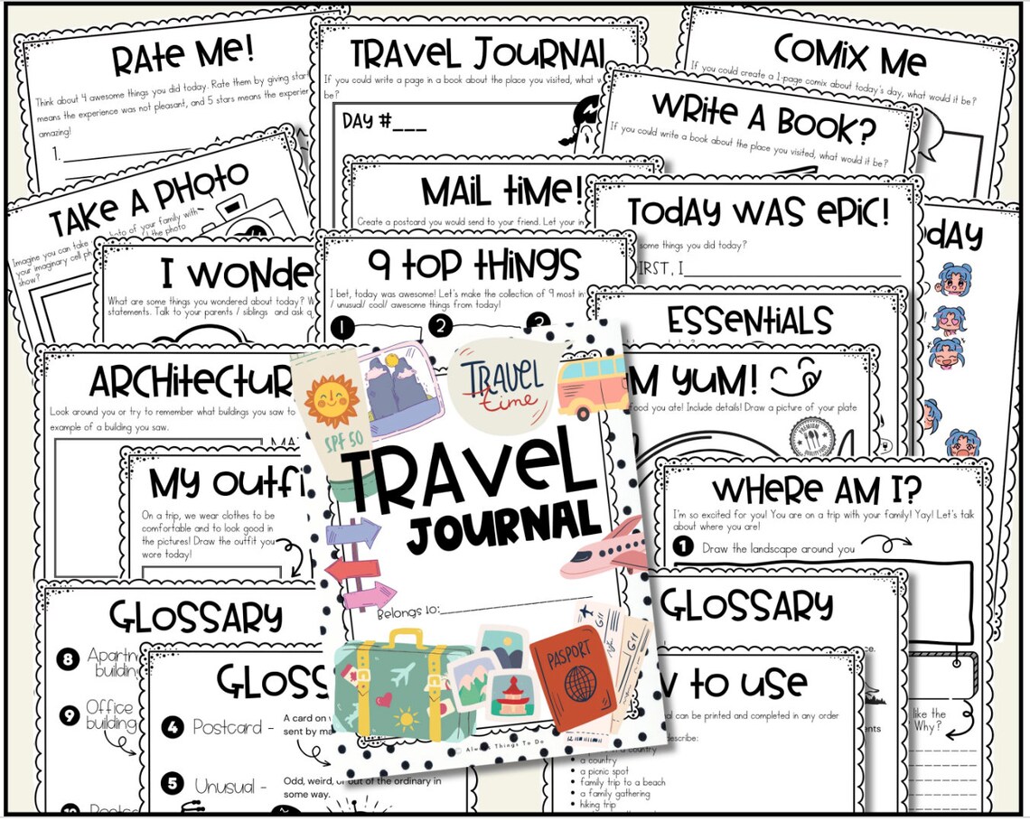 Travel Journal Printable Travel Journal for Kids Travel Book Activities ...