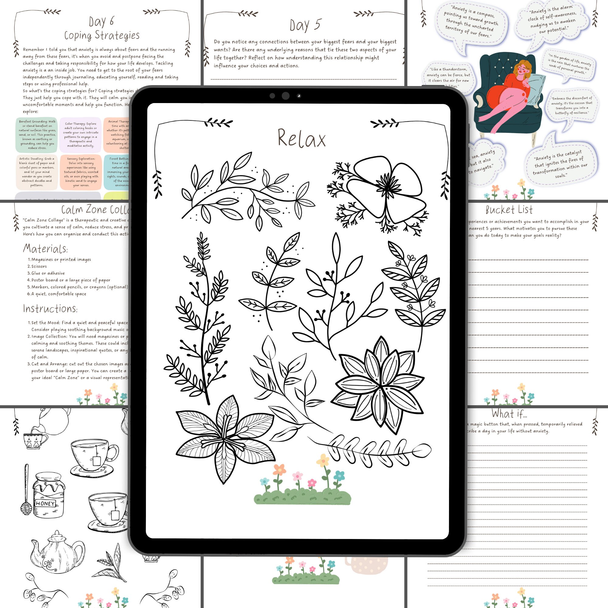 Anxiety Relief Printable Anxiety Relief Women Anxiety Relief Coloring ...