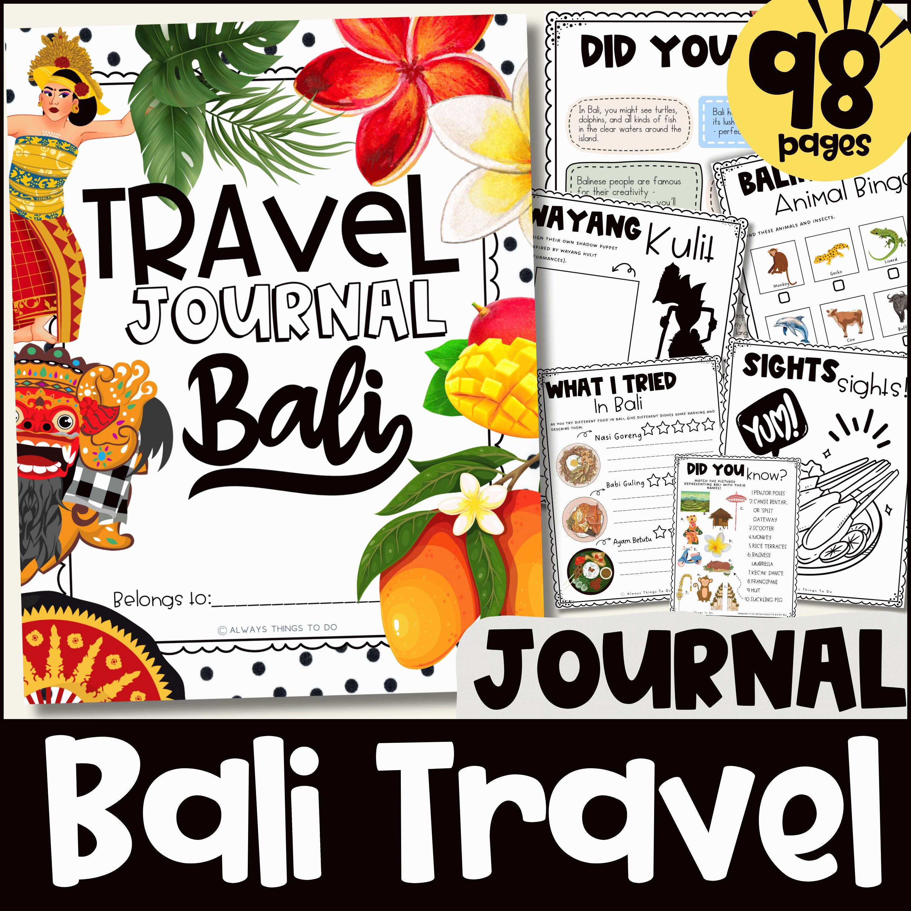Travel Journal Kids Bali Kids Bali Travel Journal for Bali Kids Travel ...