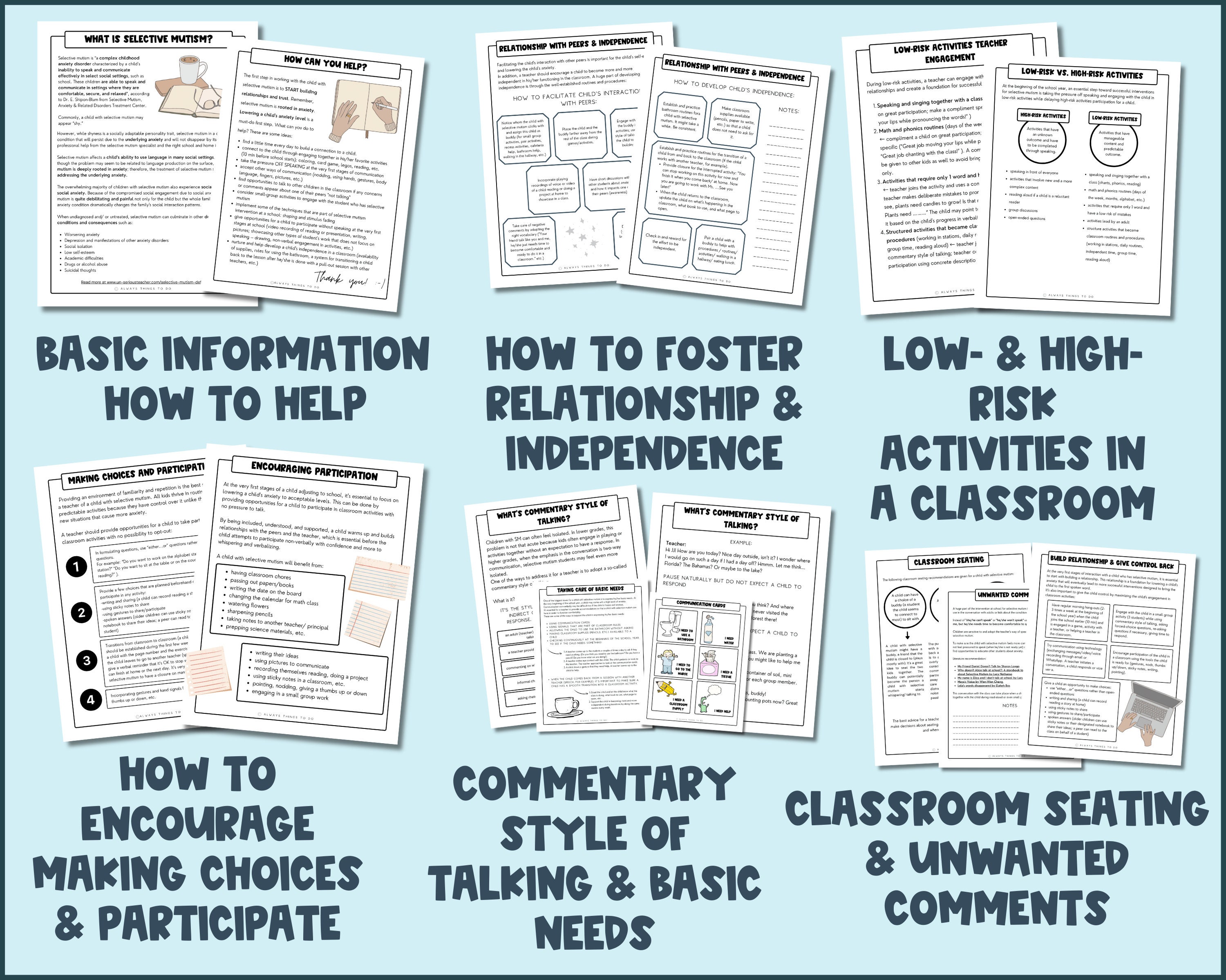 Selective Mutism Back to School Pack for Teachers Selective Mutism ...