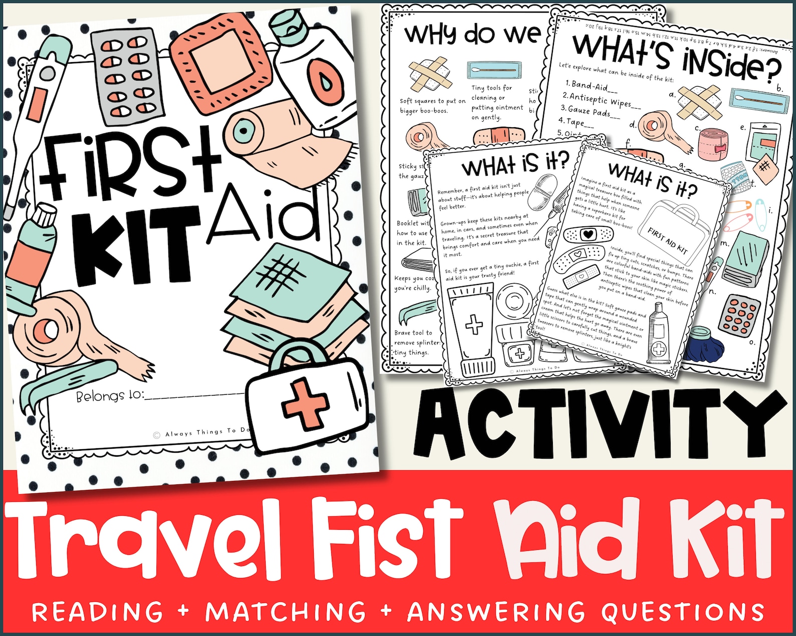 First Aid Kit Kids Travel Activity for Kids Travel Download for Kids ...