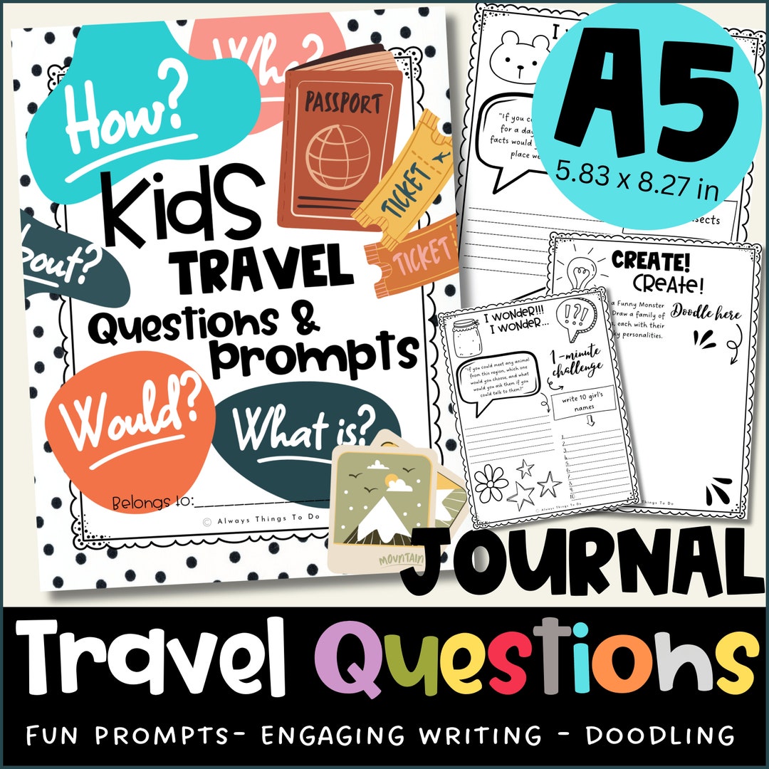 Kids Travel Journal A5 Questions Prompts for Writing Coloring Travel ...