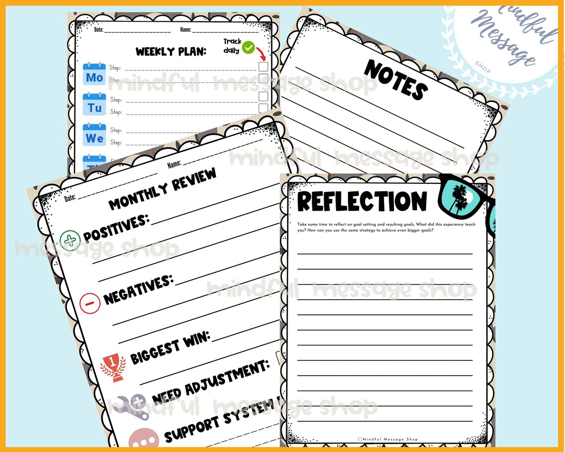 Kids Goals Planner Kids Goals Chart Back to School Goals Workbook Goals ...