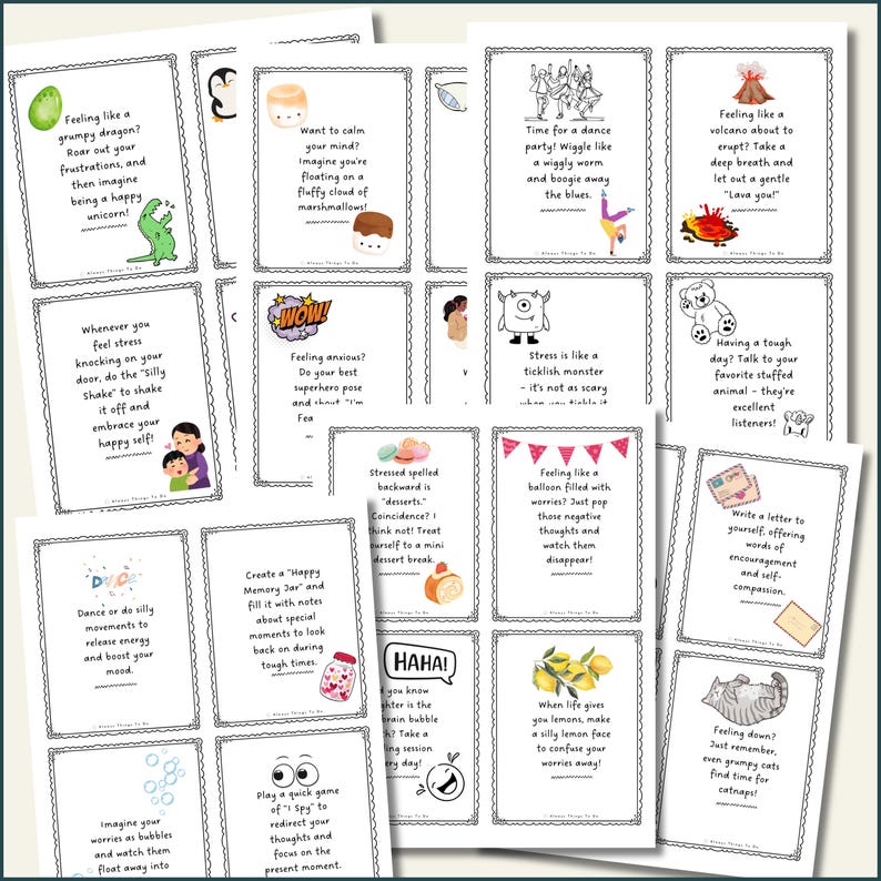 Kids Mental Health Check in Cards Classroom Anxiety Motivational Card ...