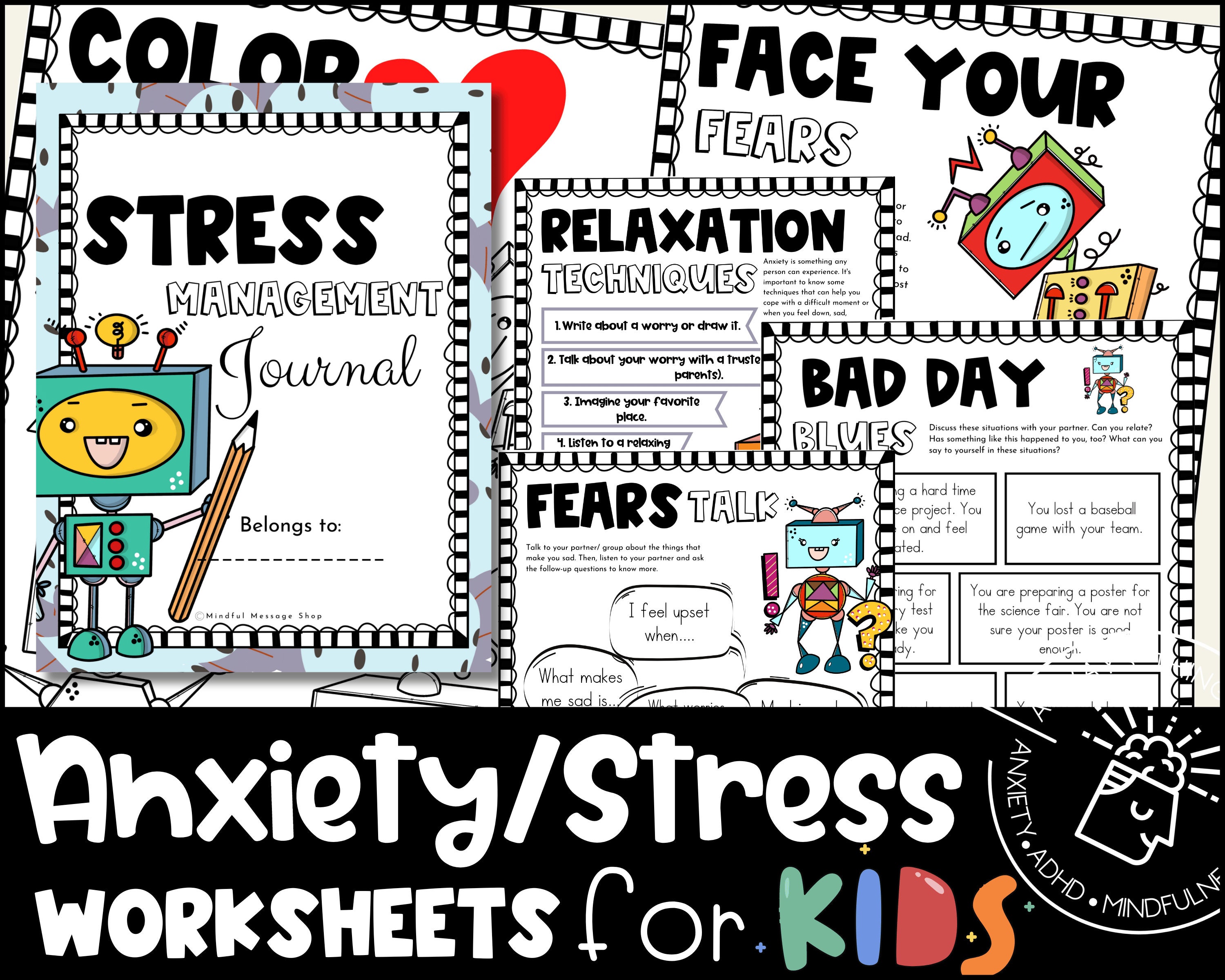 Stress Management Workbook Kids Stress Management Journal for Kids ...