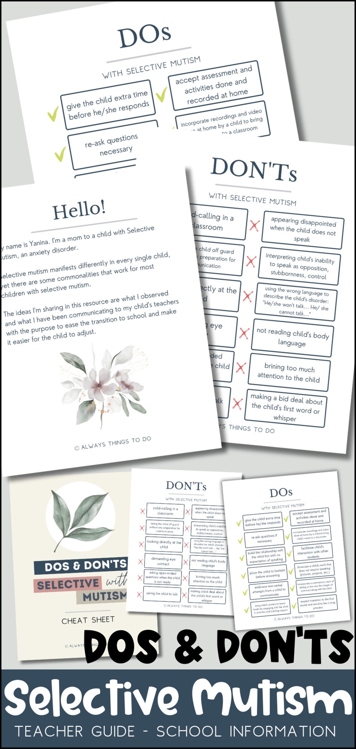 Selective Mutism Dos and Don'ts Selective Mutism Information Guide ...