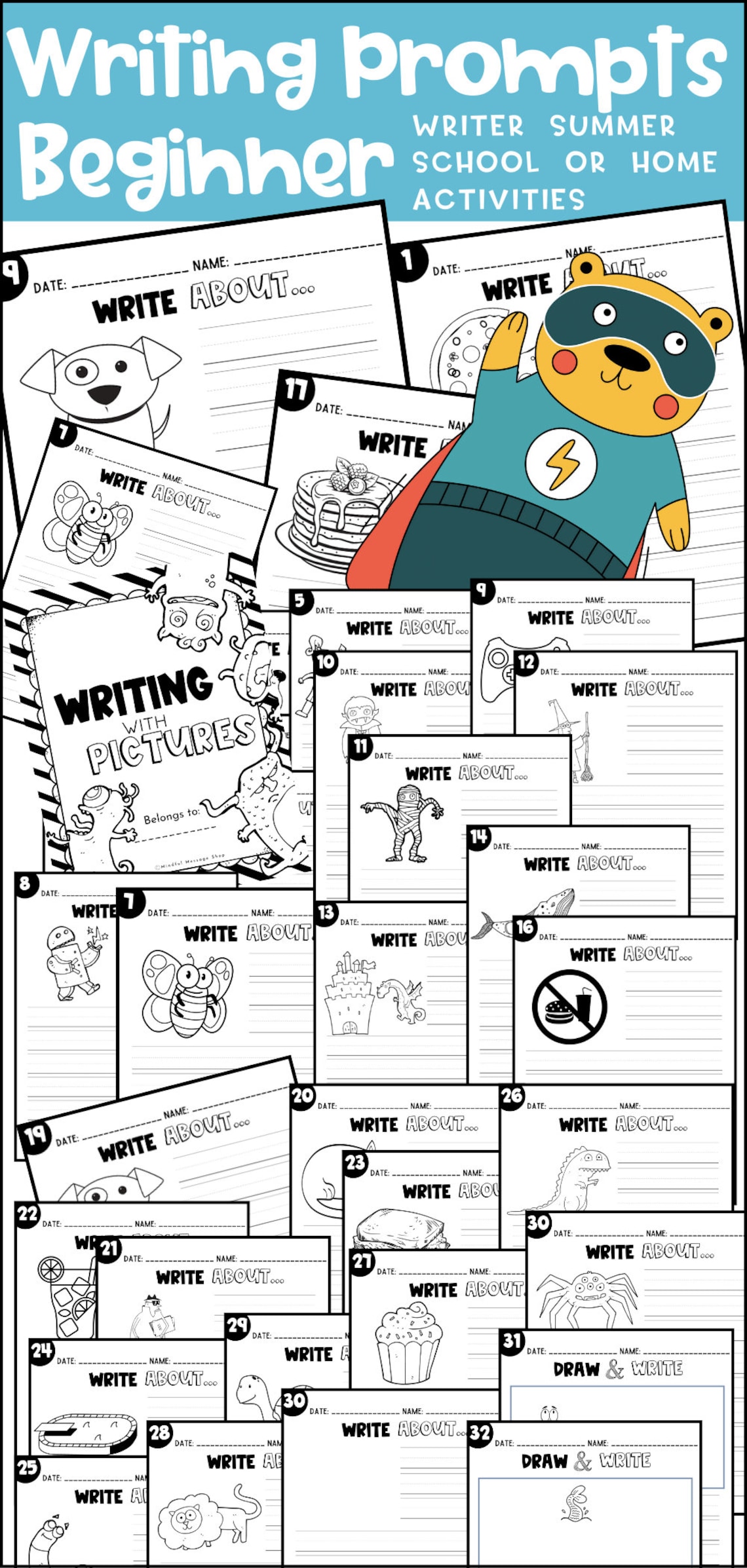 Writing Prompts for Kids Writing Practice Sheet for Kids Writing ...