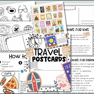 Travel Journal Postcards for Kids Travel Journal Printable Postcard ...