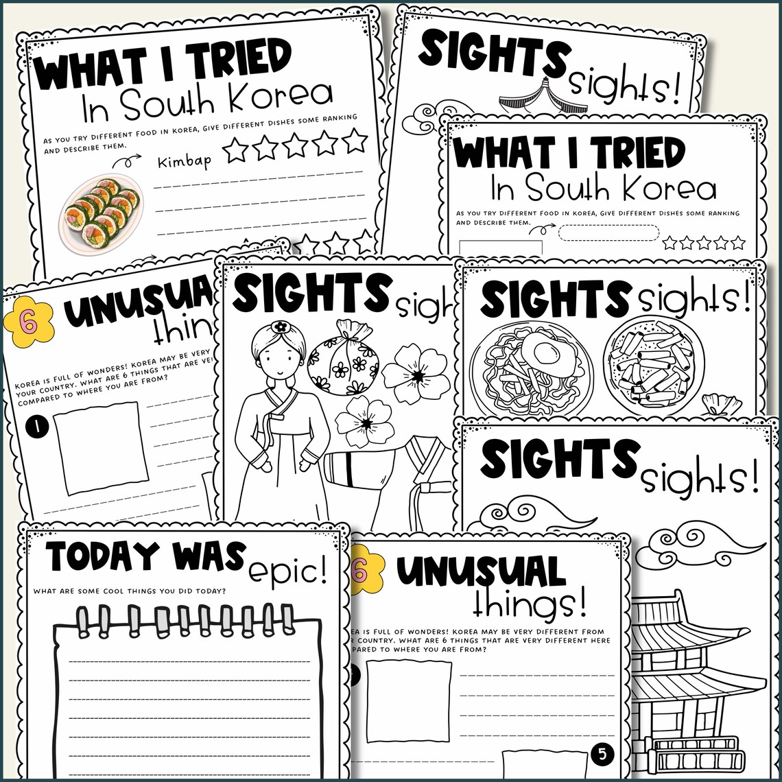 Kids Travel Journal South Korea Travel Journal Kids Printable Travel ...