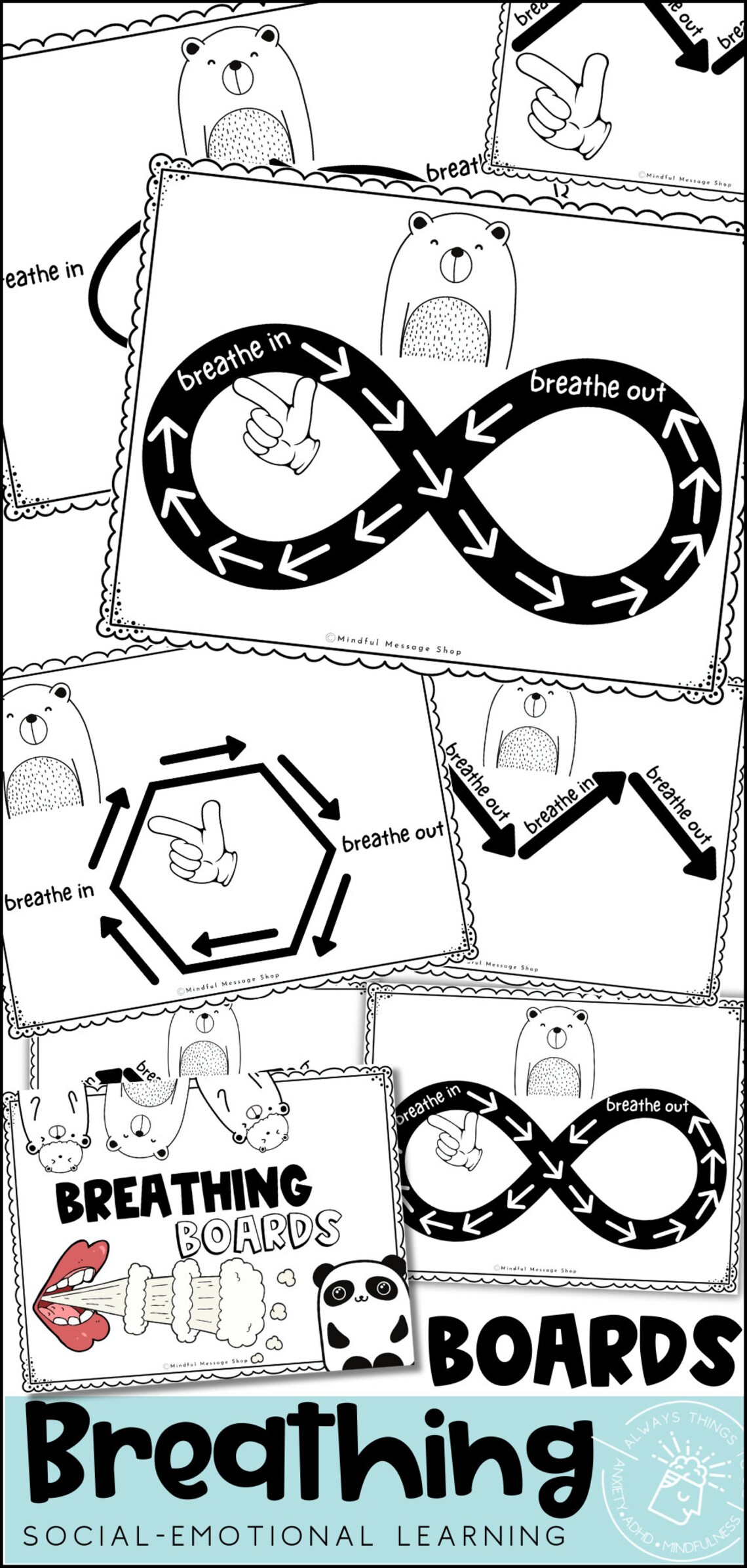 Breathing Board Breathing Cards Mindful Breathing Tool Mindful ...