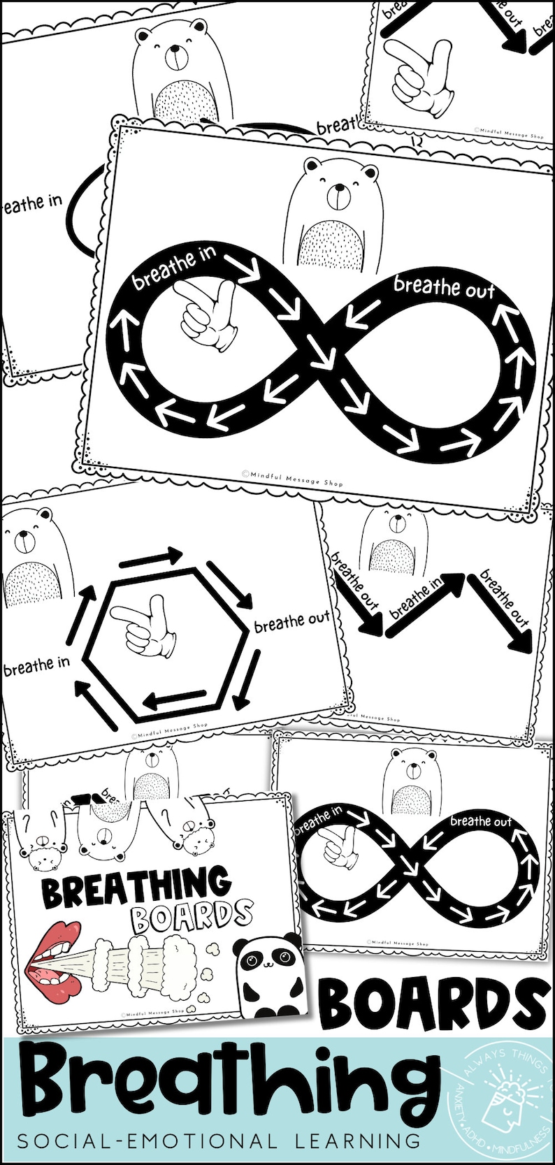 Breathing Board Breathing Cards Mindful Breathing Tool Mindful ...