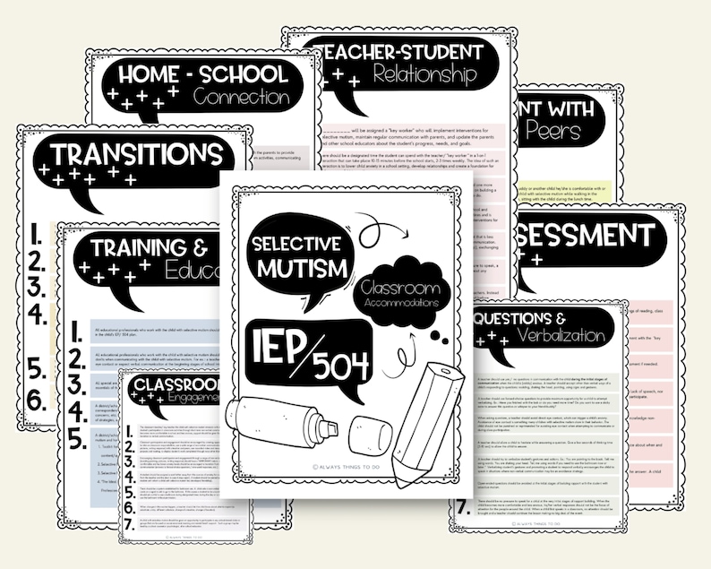 Selective Mutism Worksheets for Selective Mutism IEP 504 Goals for ...