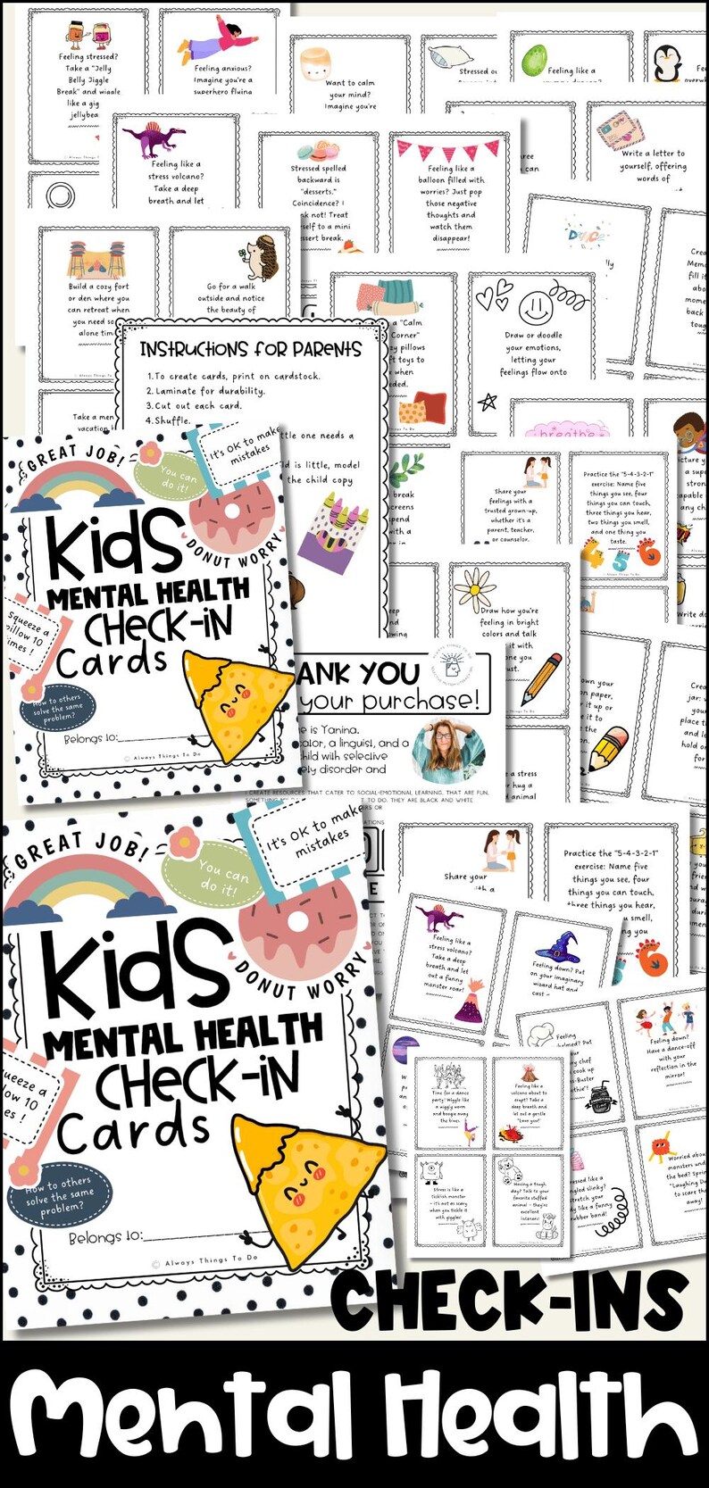 Kids Mental Health Check in Cards Classroom Anxiety Motivational Card ...