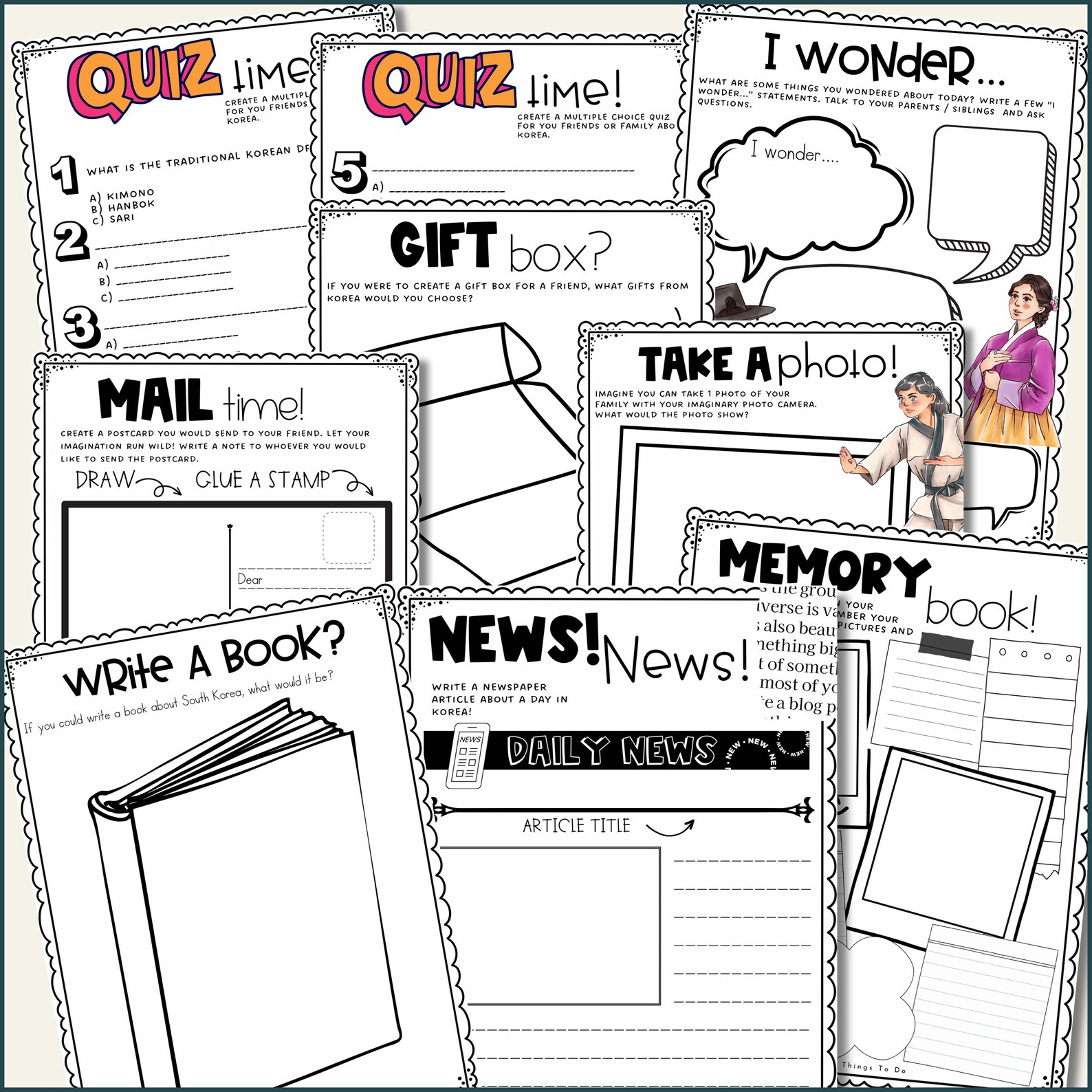 Kids Travel Journal South Korea Travel Journal Kids Printable Travel ...