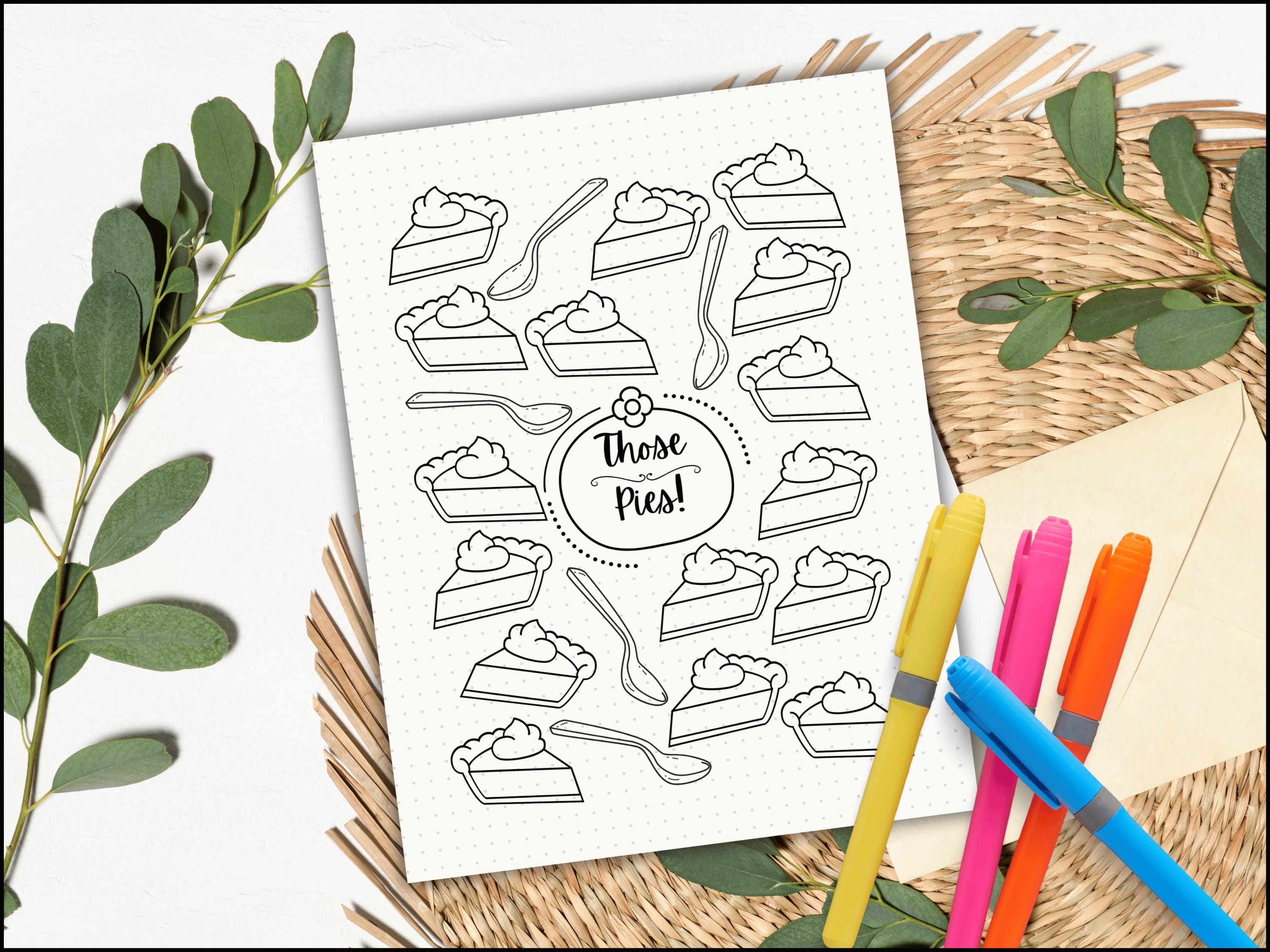 Pie Doodle Coloring Page | Printable Food Coloring Sheet for Journals ...