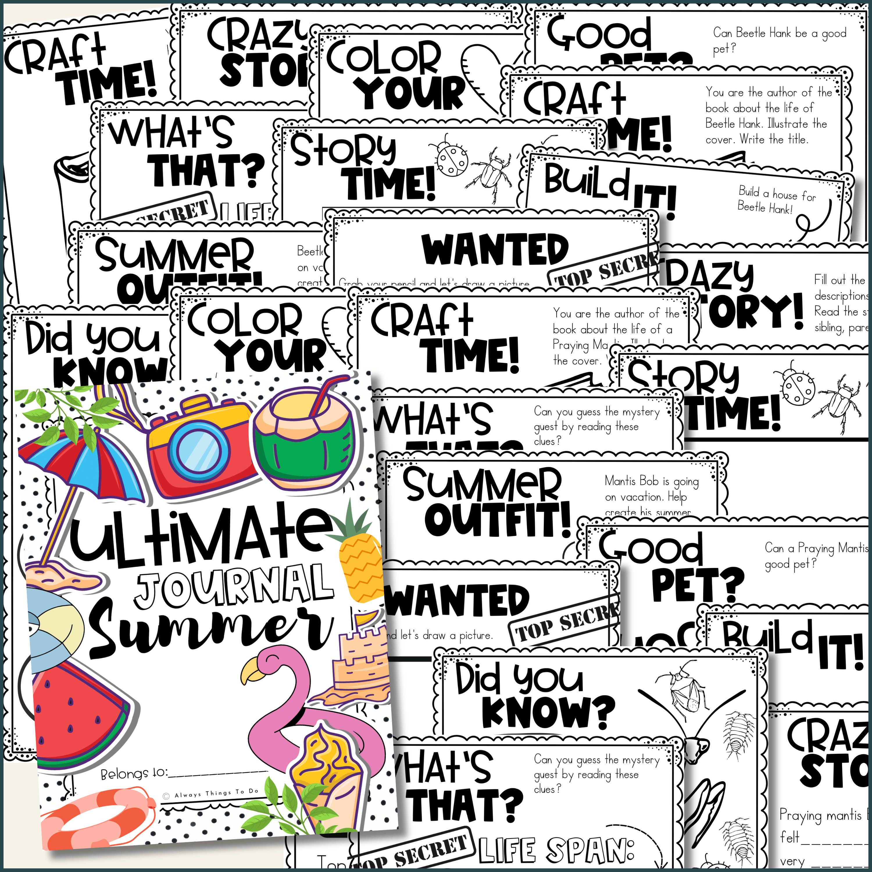 Kids Summer Journal Printable Summer Activity for Kids Summer Activity ...