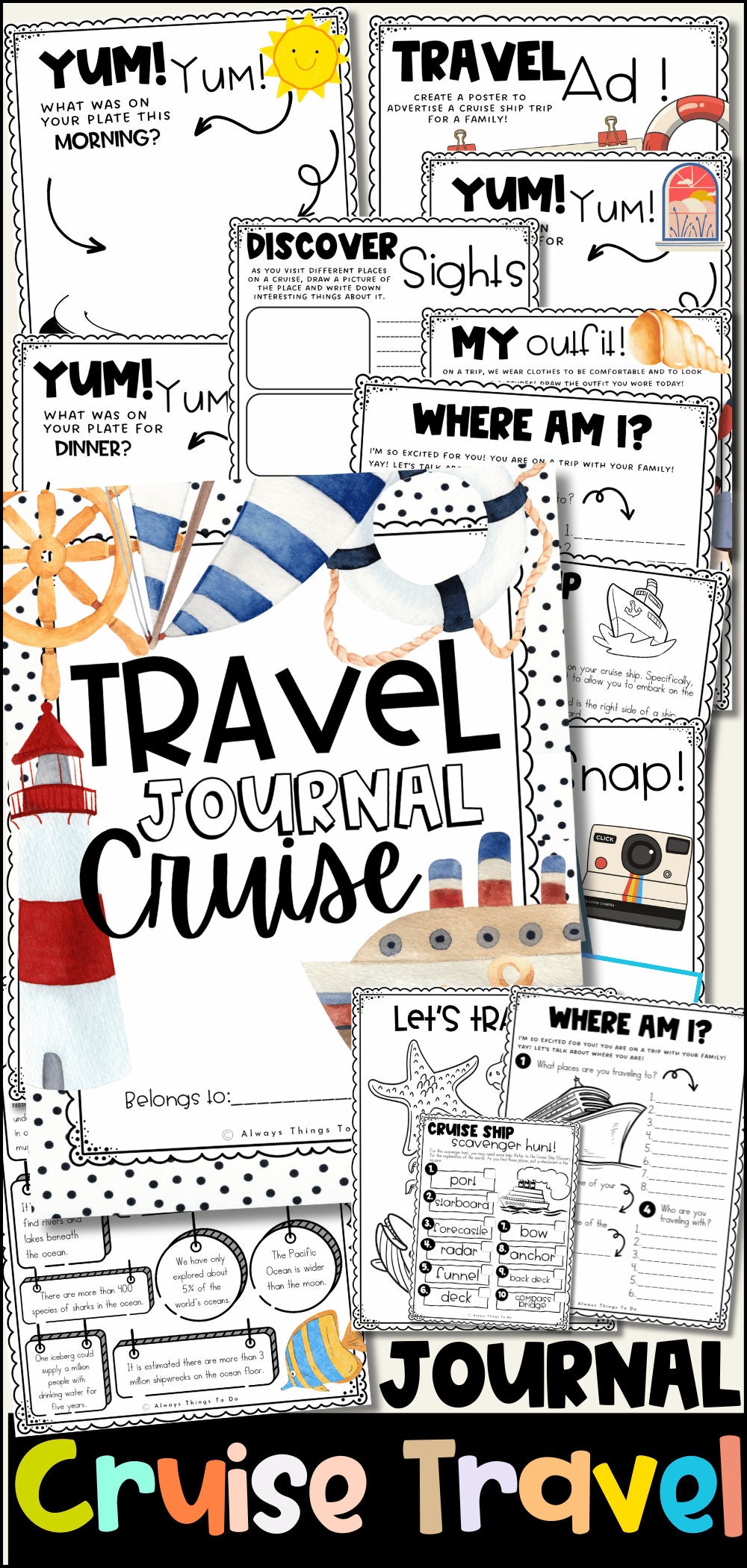 Kids Travel Journal Cruise Travel Journal Cruise for Kids Vacation Book ...
