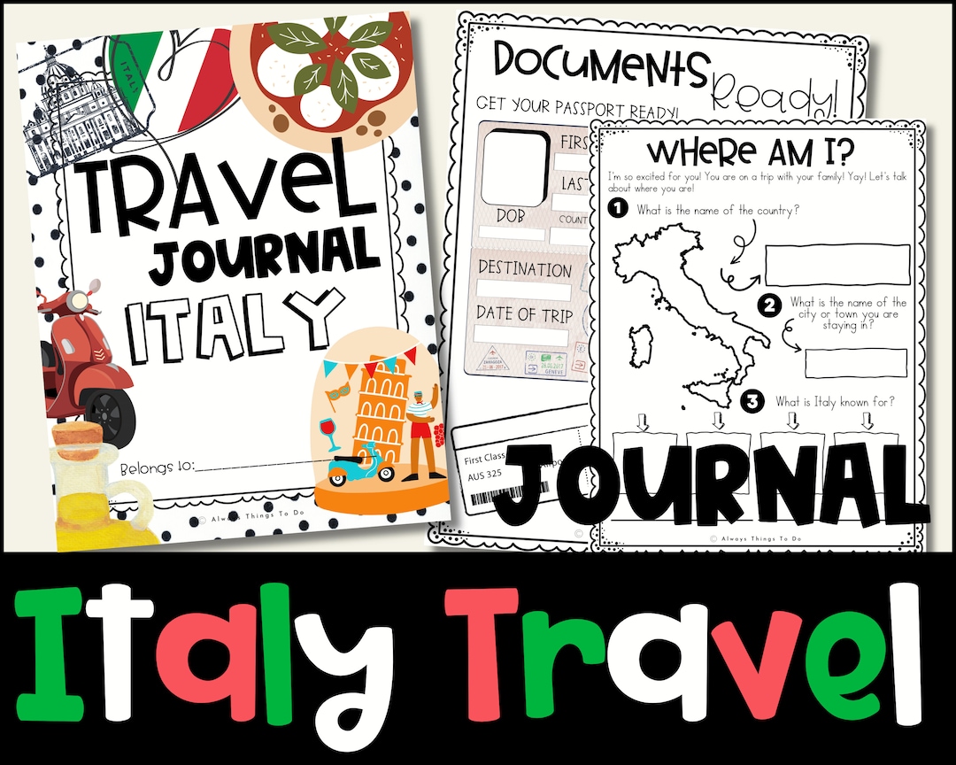 Travel Journal for Italy Travel Journal for Kids Travel Journal ...