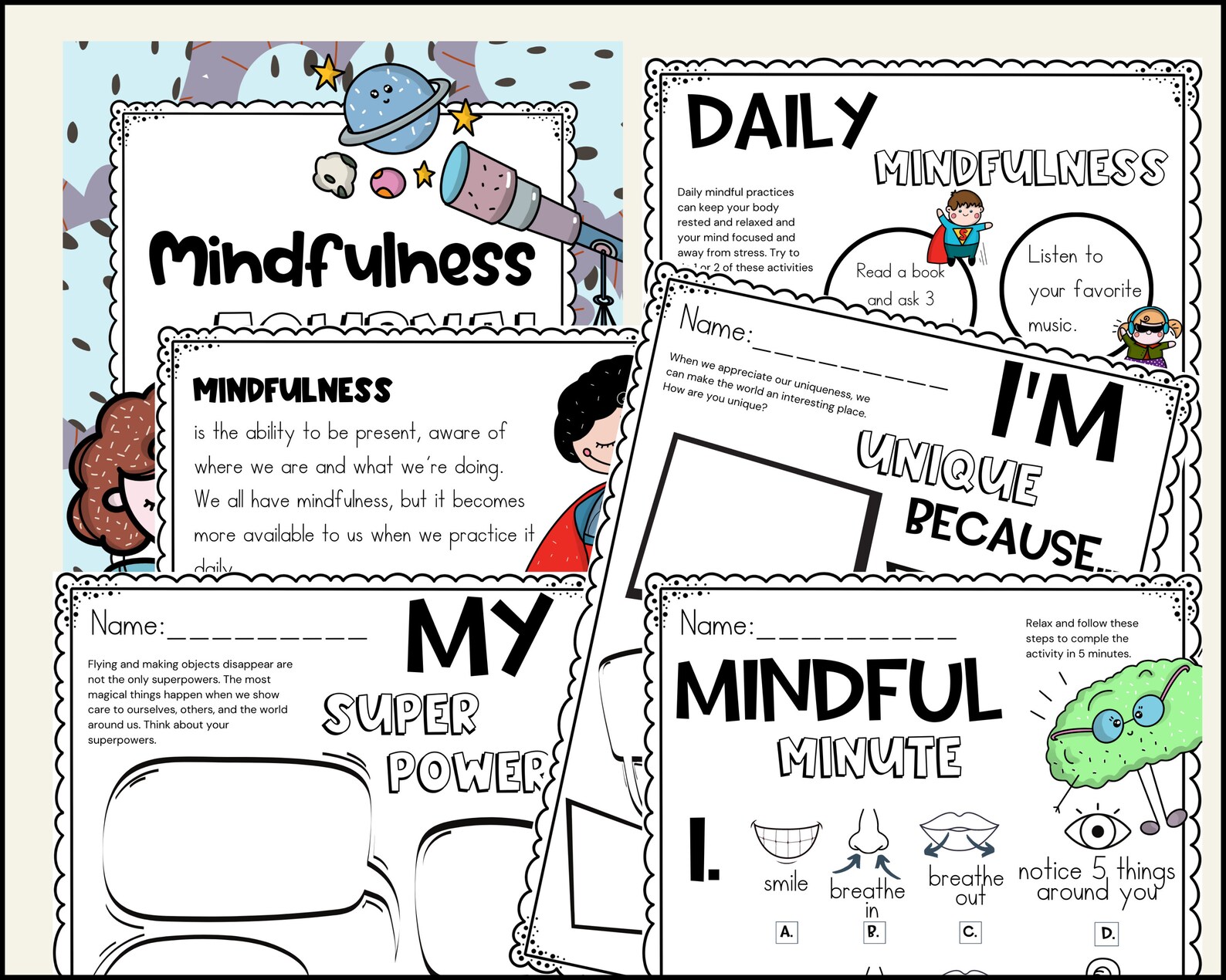 Mindfulness Journal Kids Mindfulness Journal Printable Mindfulness ...