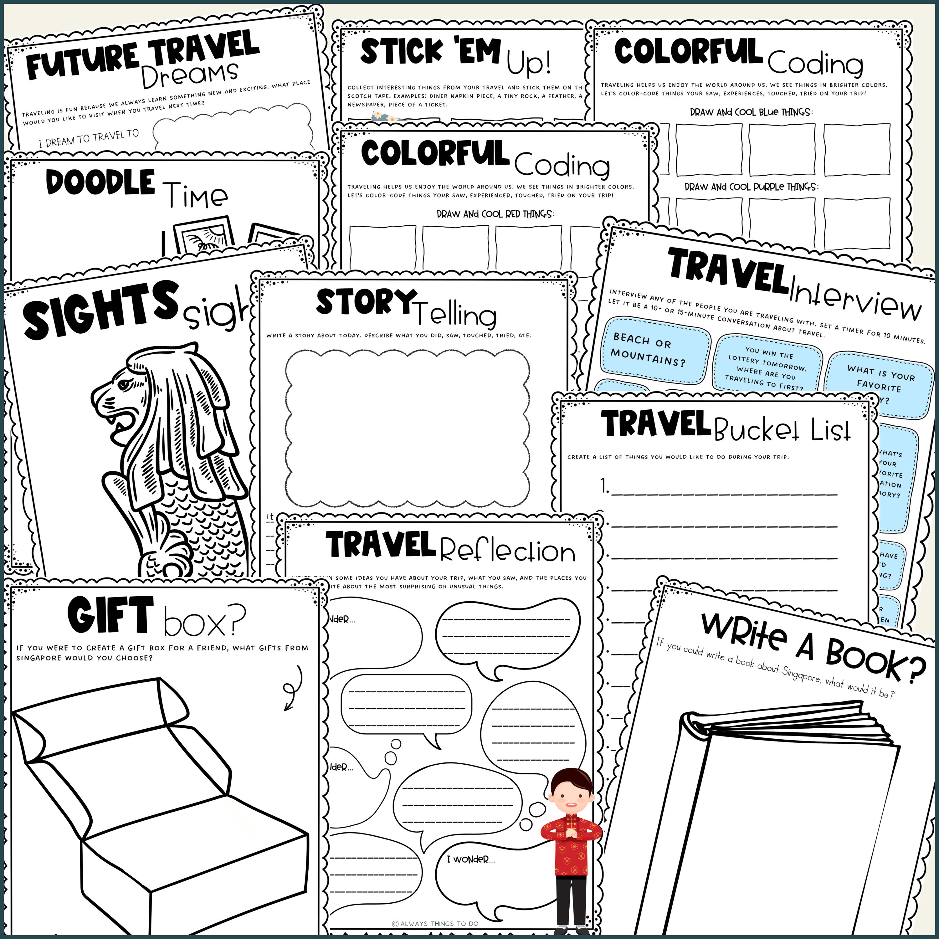 Kid Travel Journal Singapore Travel Journal Kid Singapore Vacation Book ...
