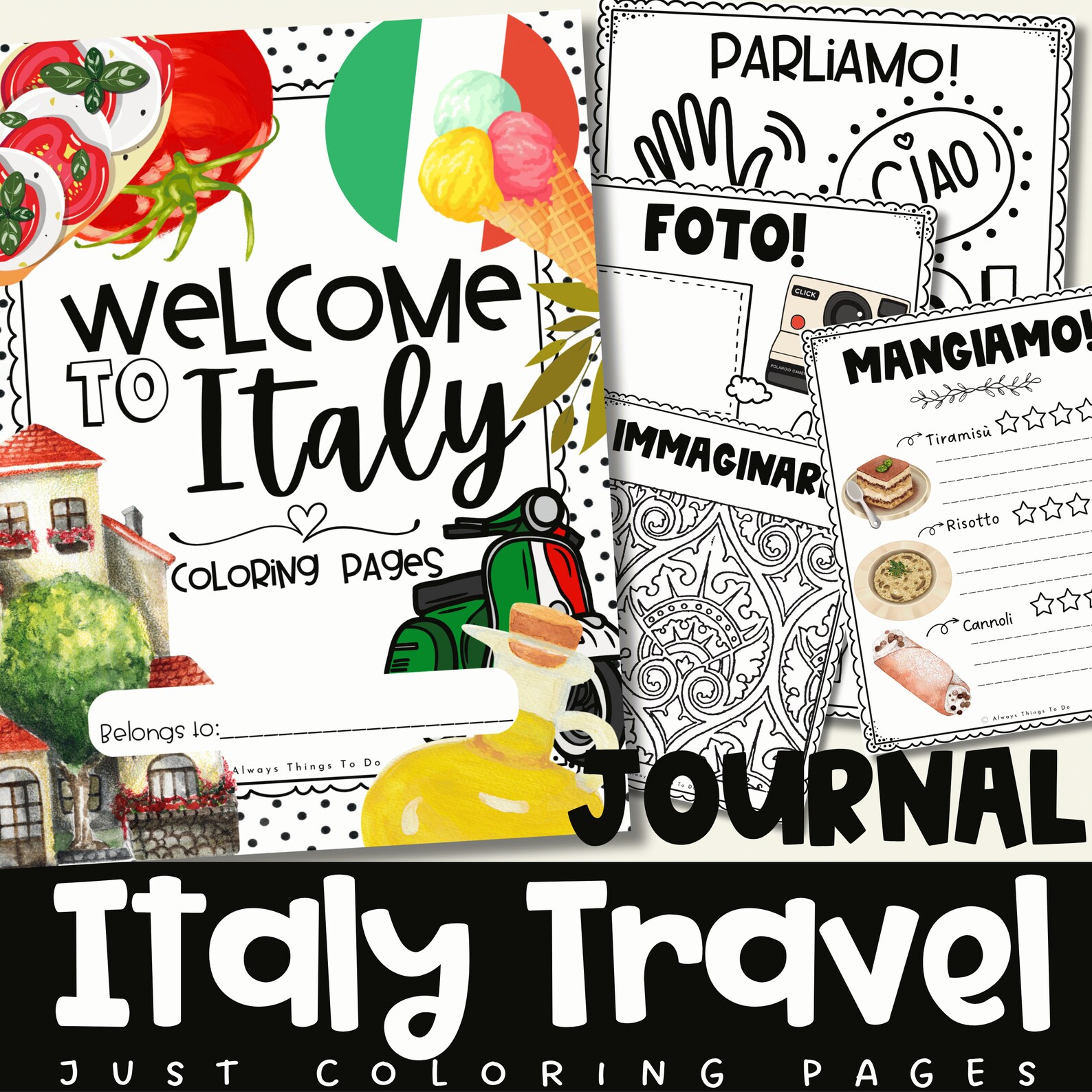 Kids Travel Journal Italy Coloring Pages Travel Activities Italy Travel ...