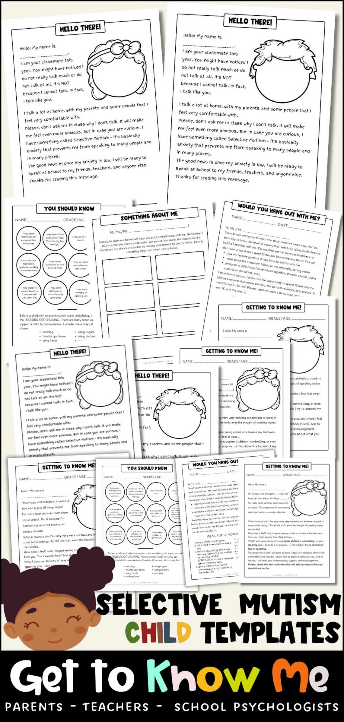 Selective Mutism Classroom Information Worksheet Selective Mutism Child ...