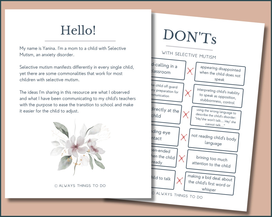 Selective Mutism Dos and Don'ts Selective Mutism Information Guide ...