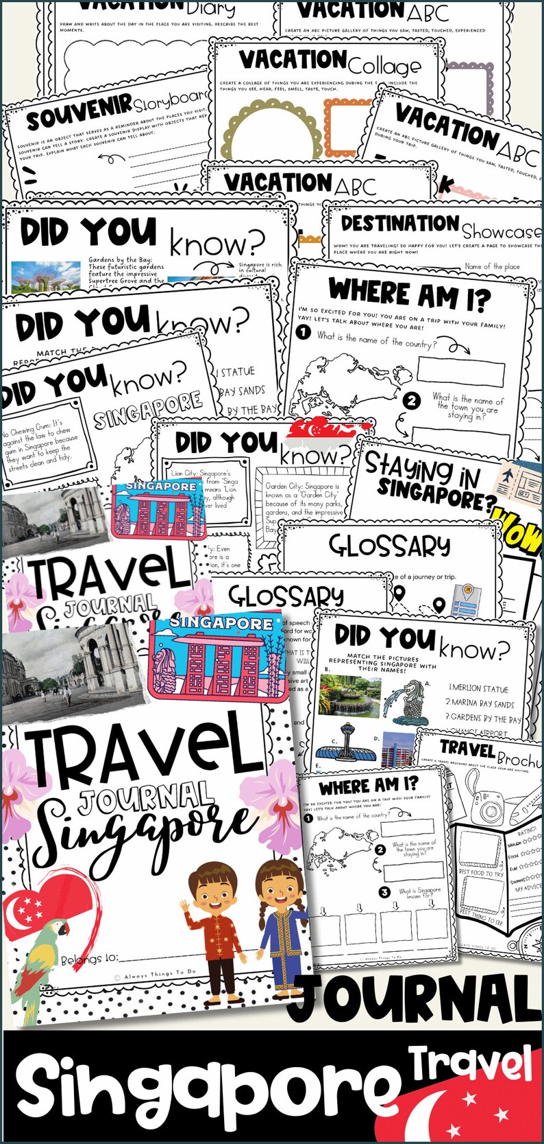 Kid Travel Journal Singapore Travel Journal Kid Singapore Vacation Book ...