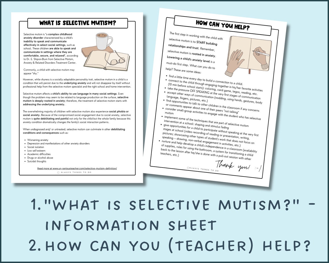 Selective Mutism Classroom Accommodations Selective Mutism Anxiety ...