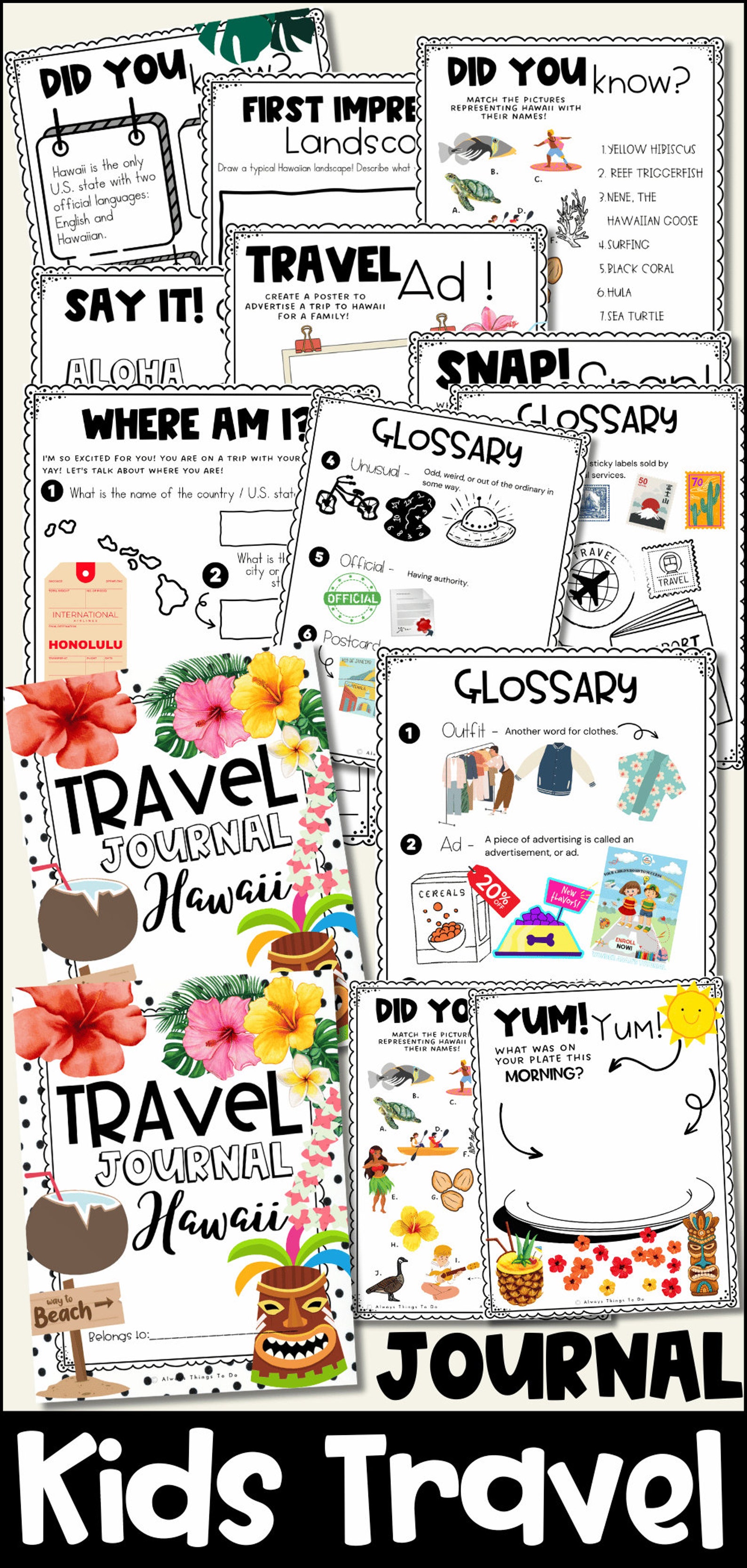 Travel Journal Kids Hawaii Travel Journal Kids Printable Hawaii Travel ...